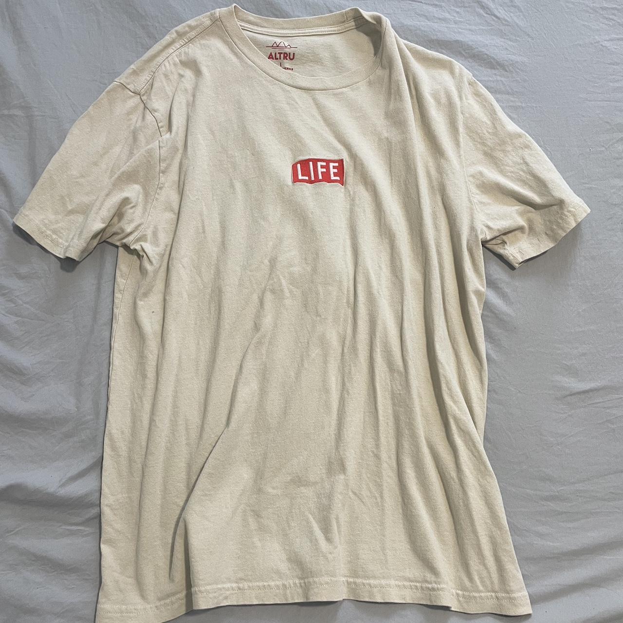 life basic creme casual logo tshirt Size - Large... - Depop