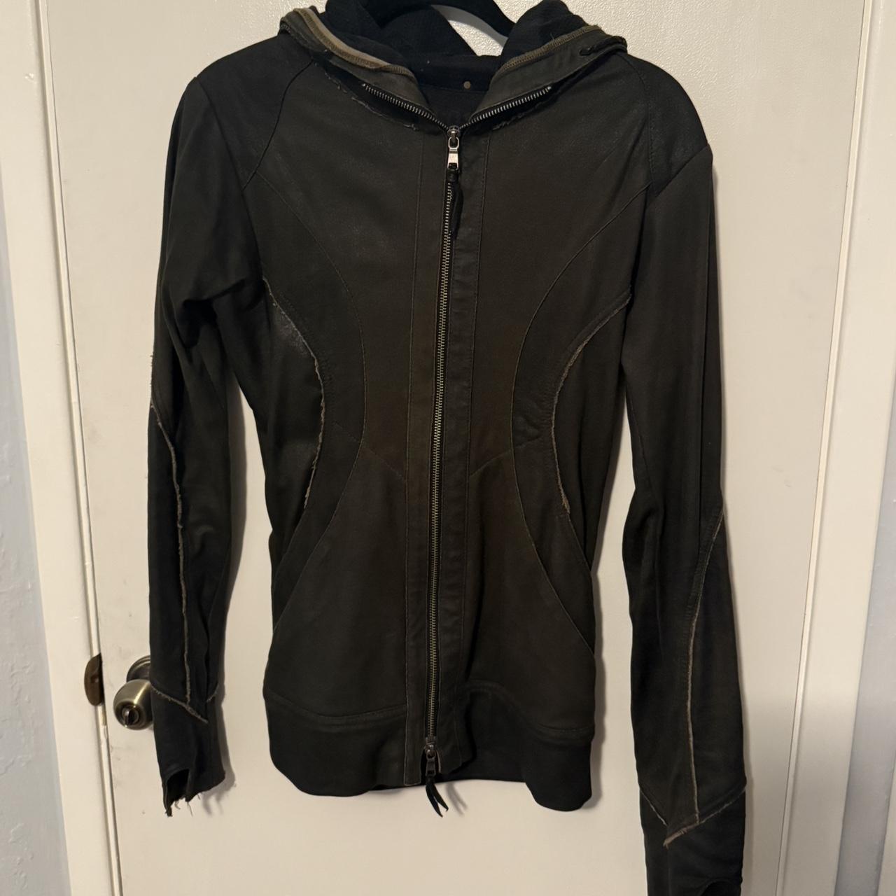 14th Addiction Leather Hooded Jacket ・Shoulder:... - Depop