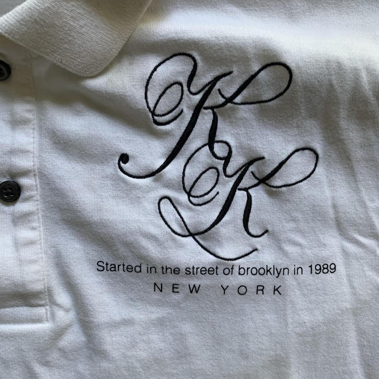 Vintage Kani Gold Graphic Logo White Polo Shirt Mens... | Depop