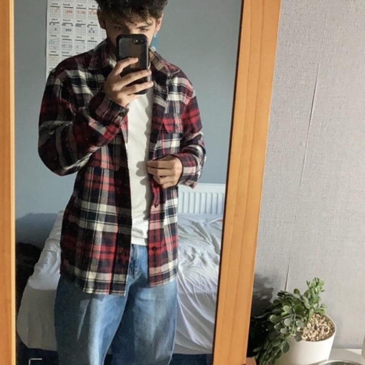 Red checkered h and m shirt only worn a few times - Depop