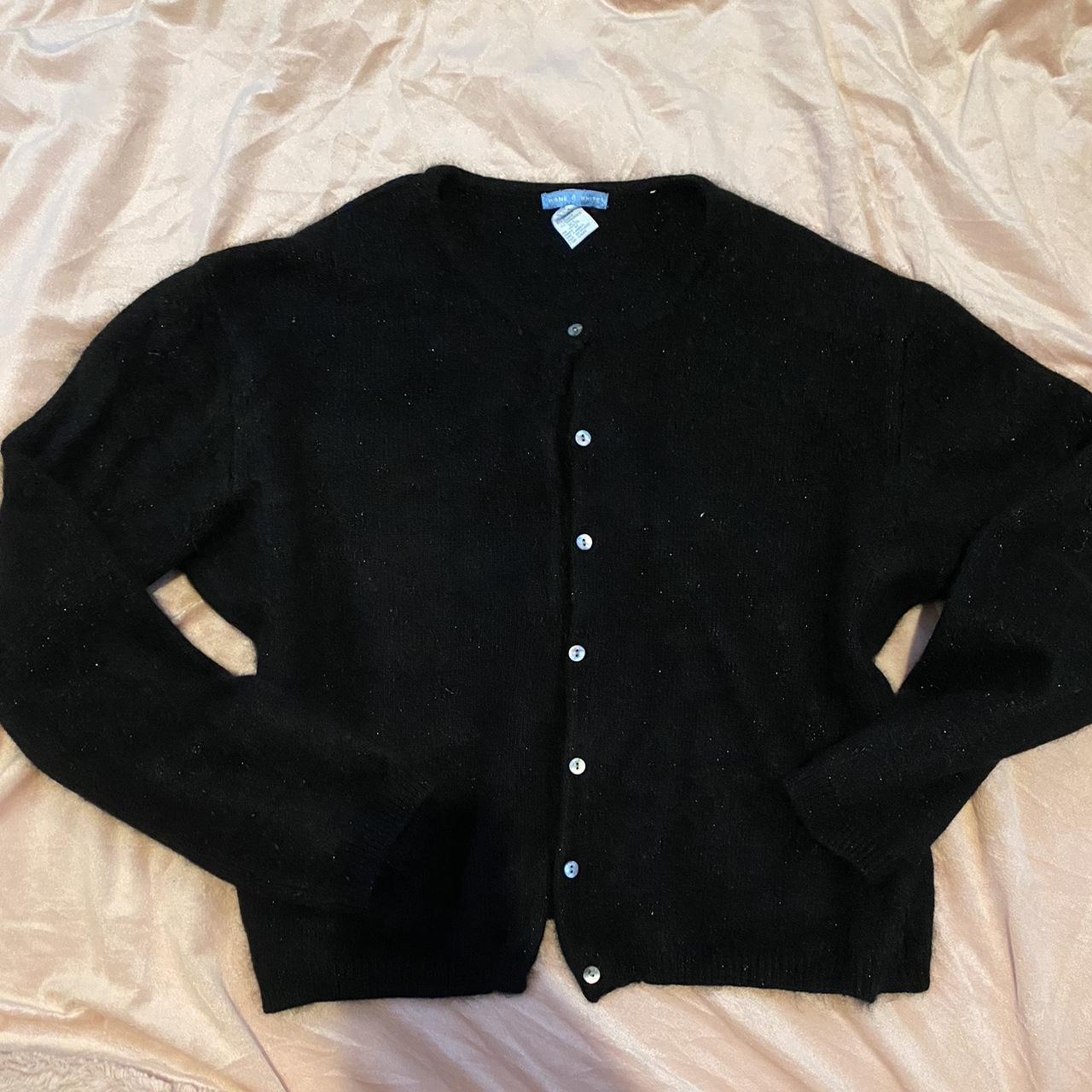 fuzzy and sparkly black wool cardigan! 🖤 #preppy... - Depop