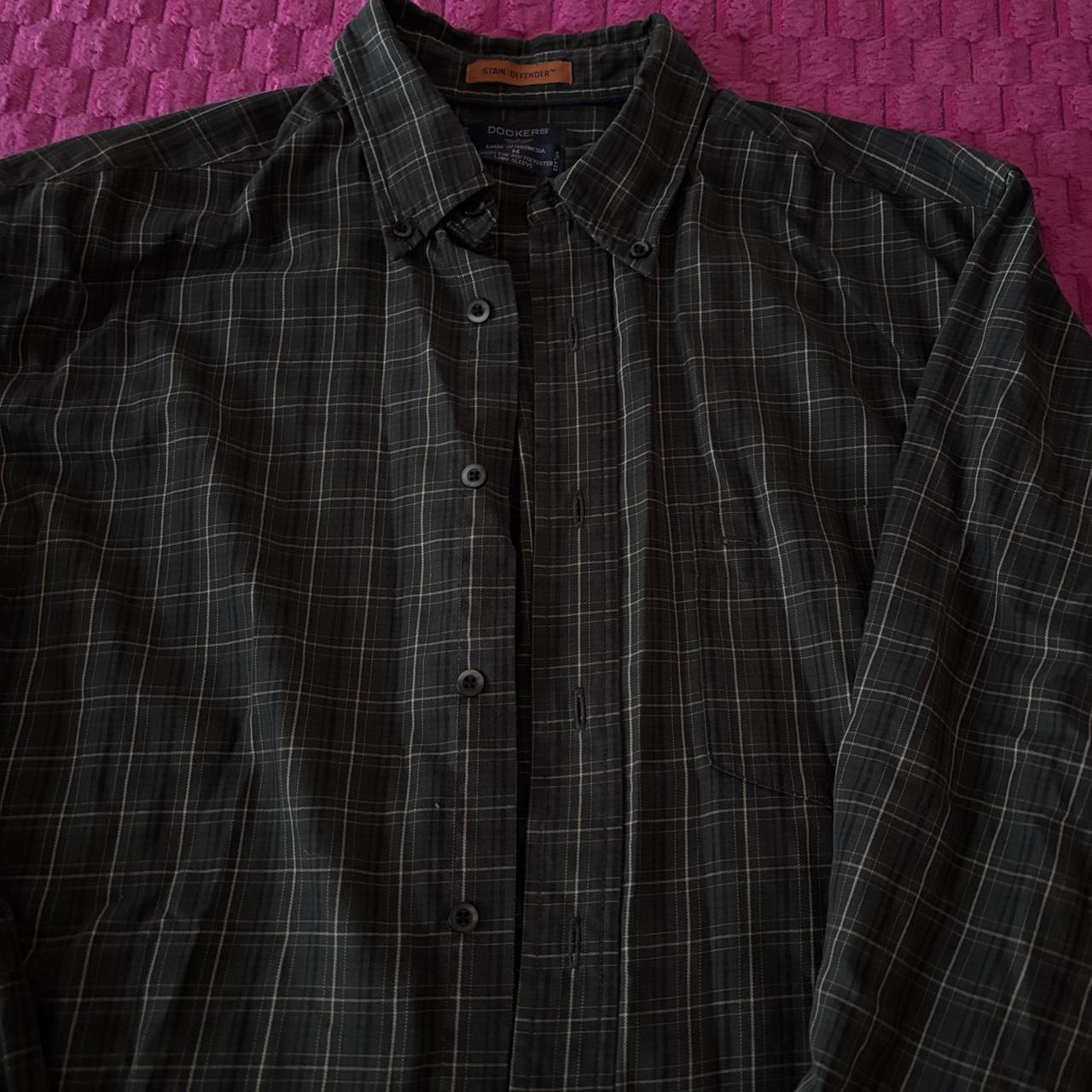 green flannel Dockers button-up shirt cropped #flannel | Depop