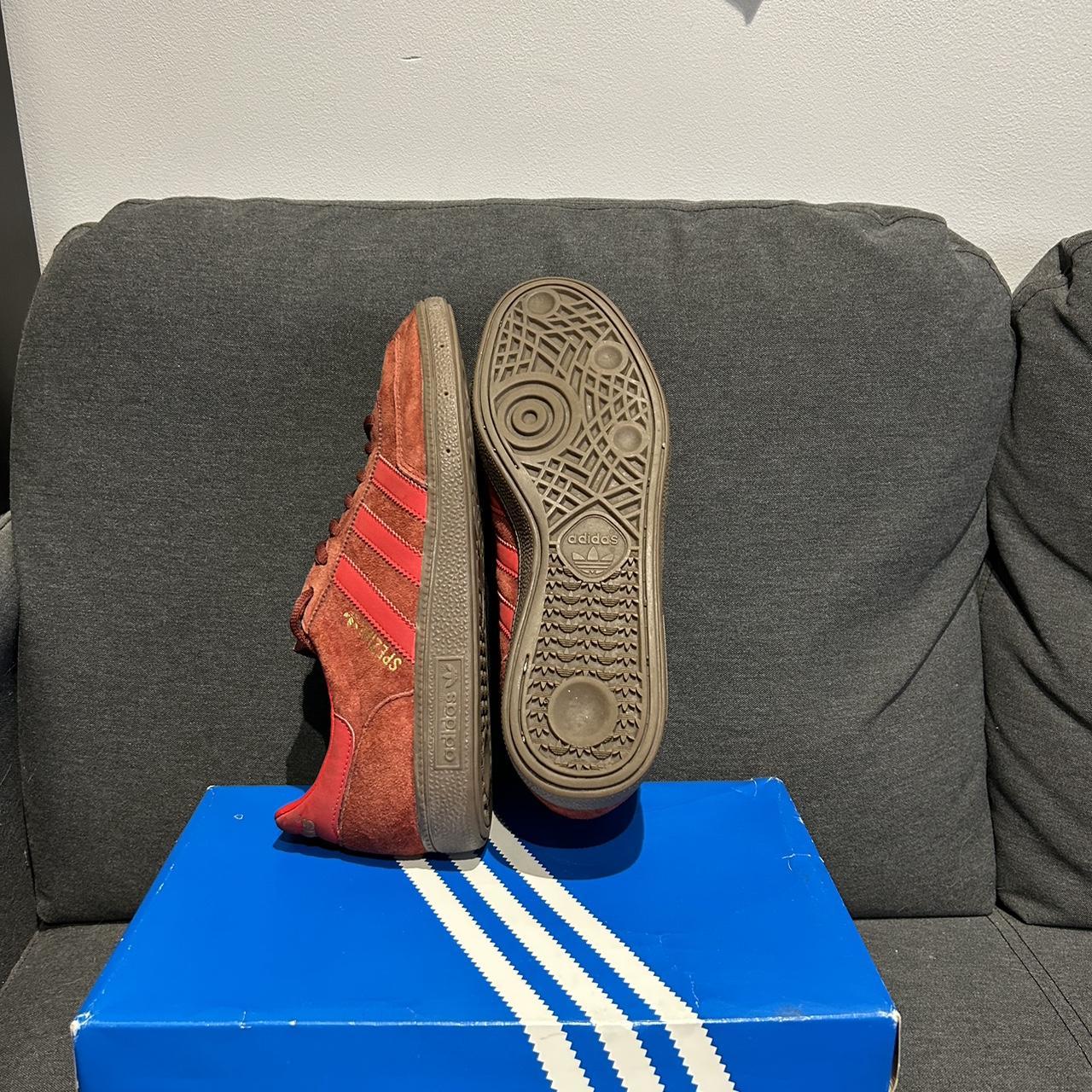 Adidas Men's Red and Burgundy Trainers | Depop