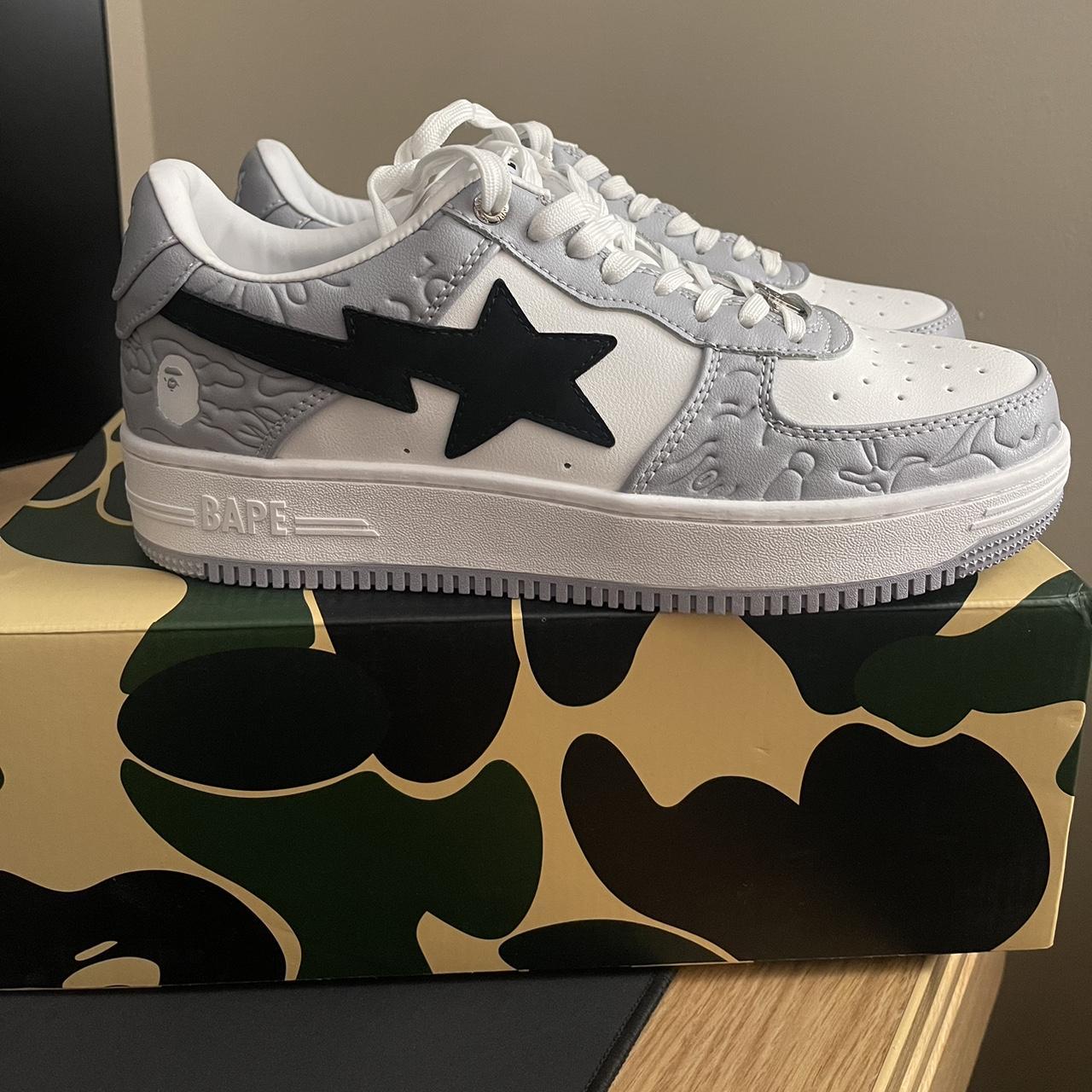 Bathing Ape Bape Sta Low Grey/Black size 10 - Brand... - Depop