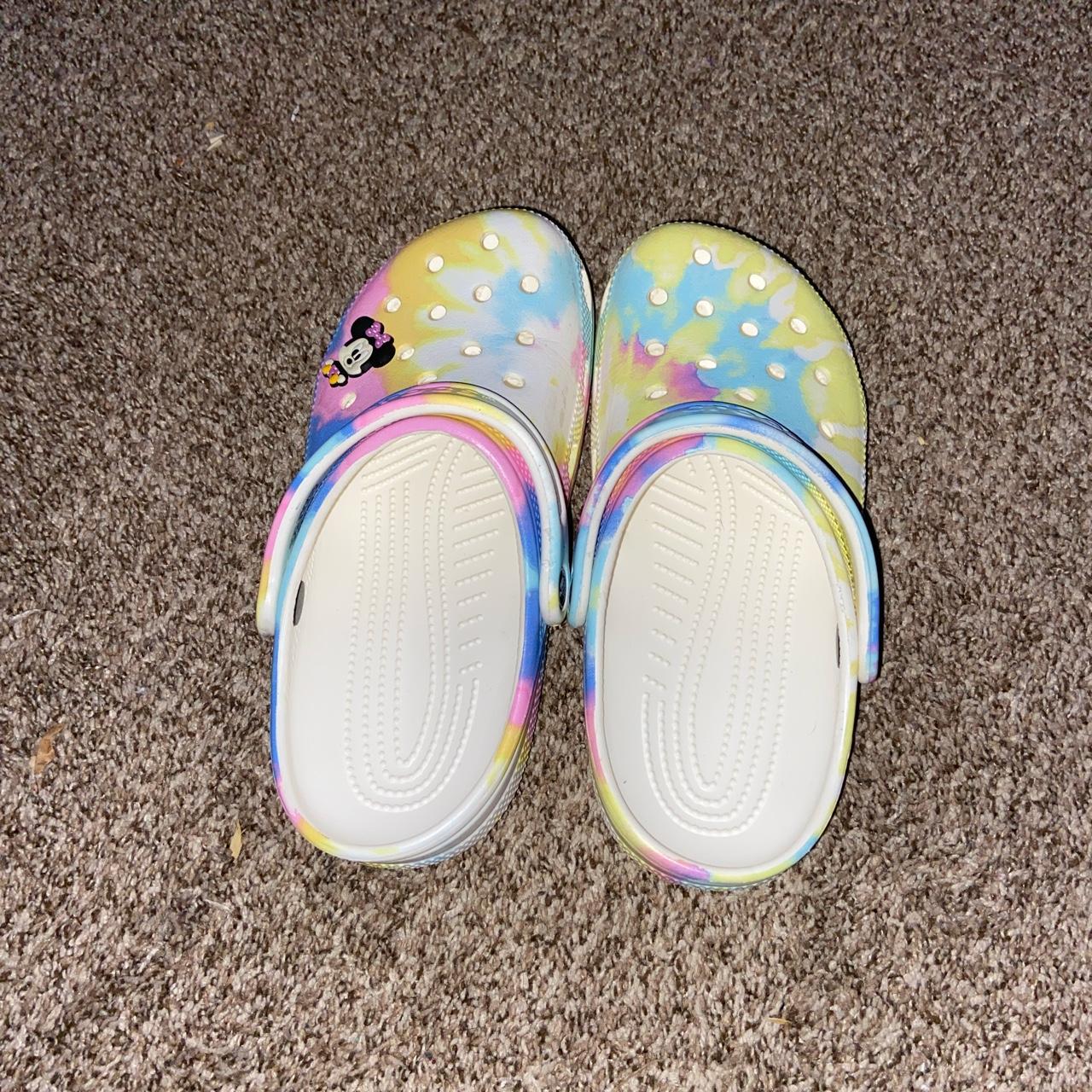 pastel rainbow crocs. Juniors size 5 women’s size 8.... - Depop