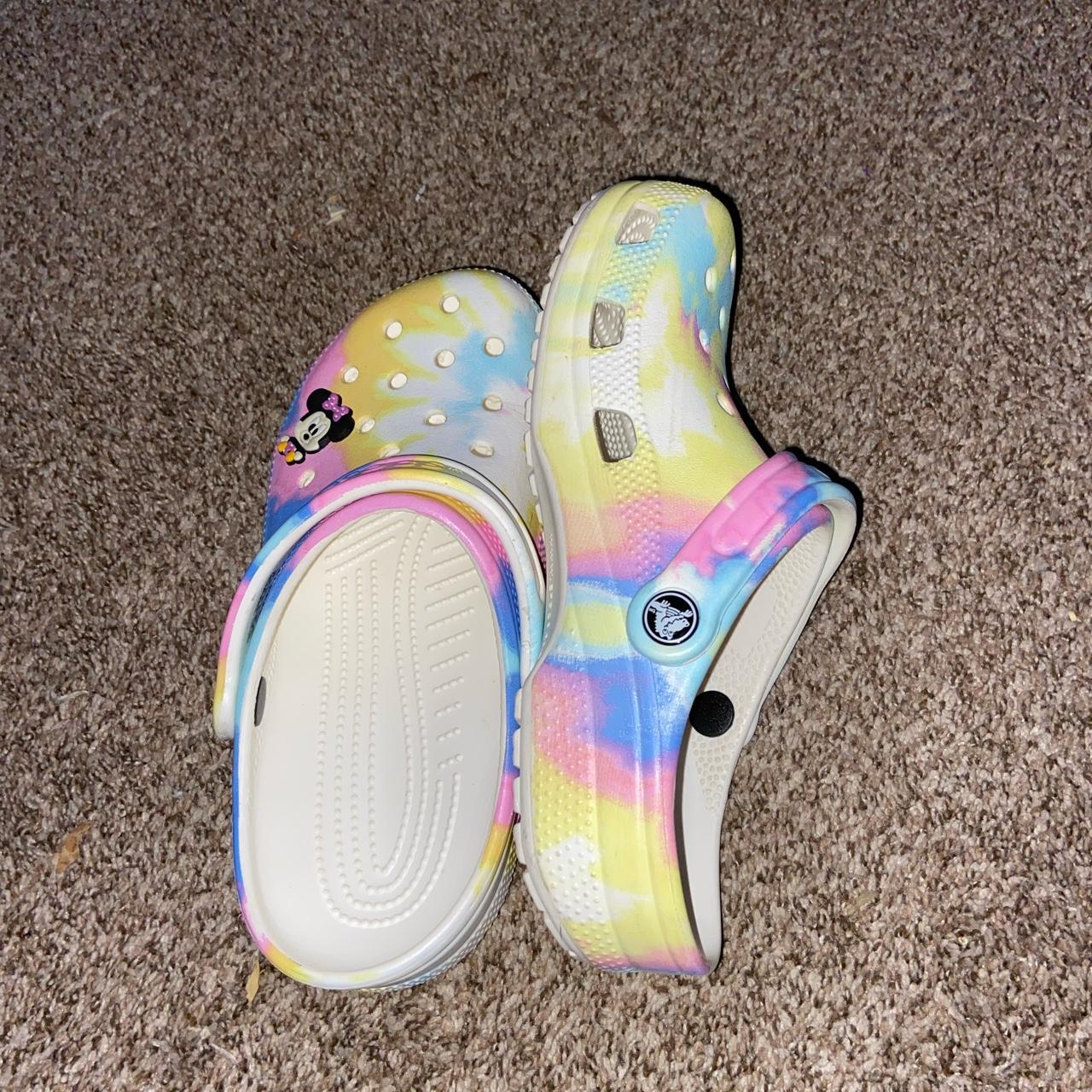 pastel rainbow crocs. Juniors size 5 women’s size 8.... - Depop