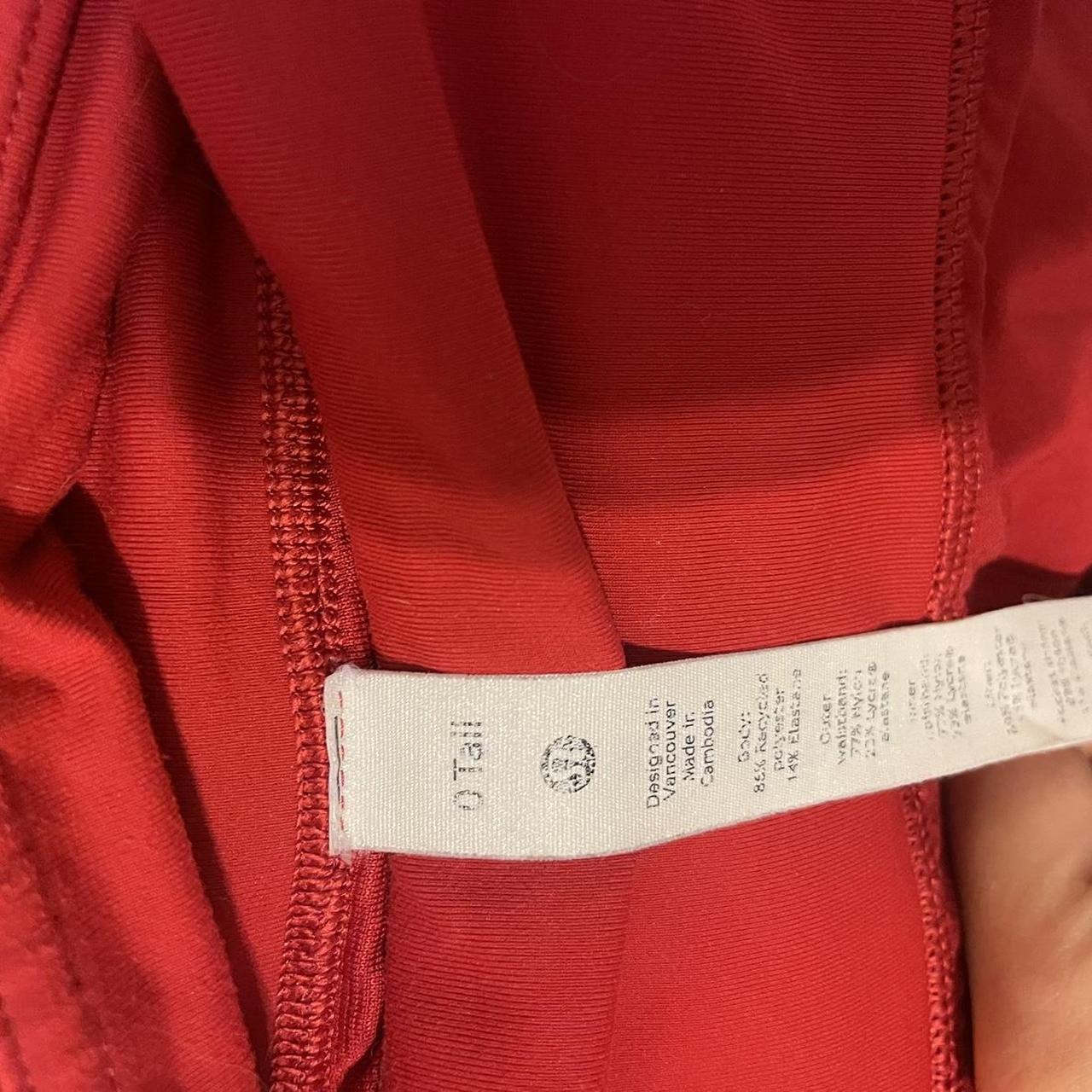 Lululemon red speed up size 0 tall shorts #Lululemon - Depop