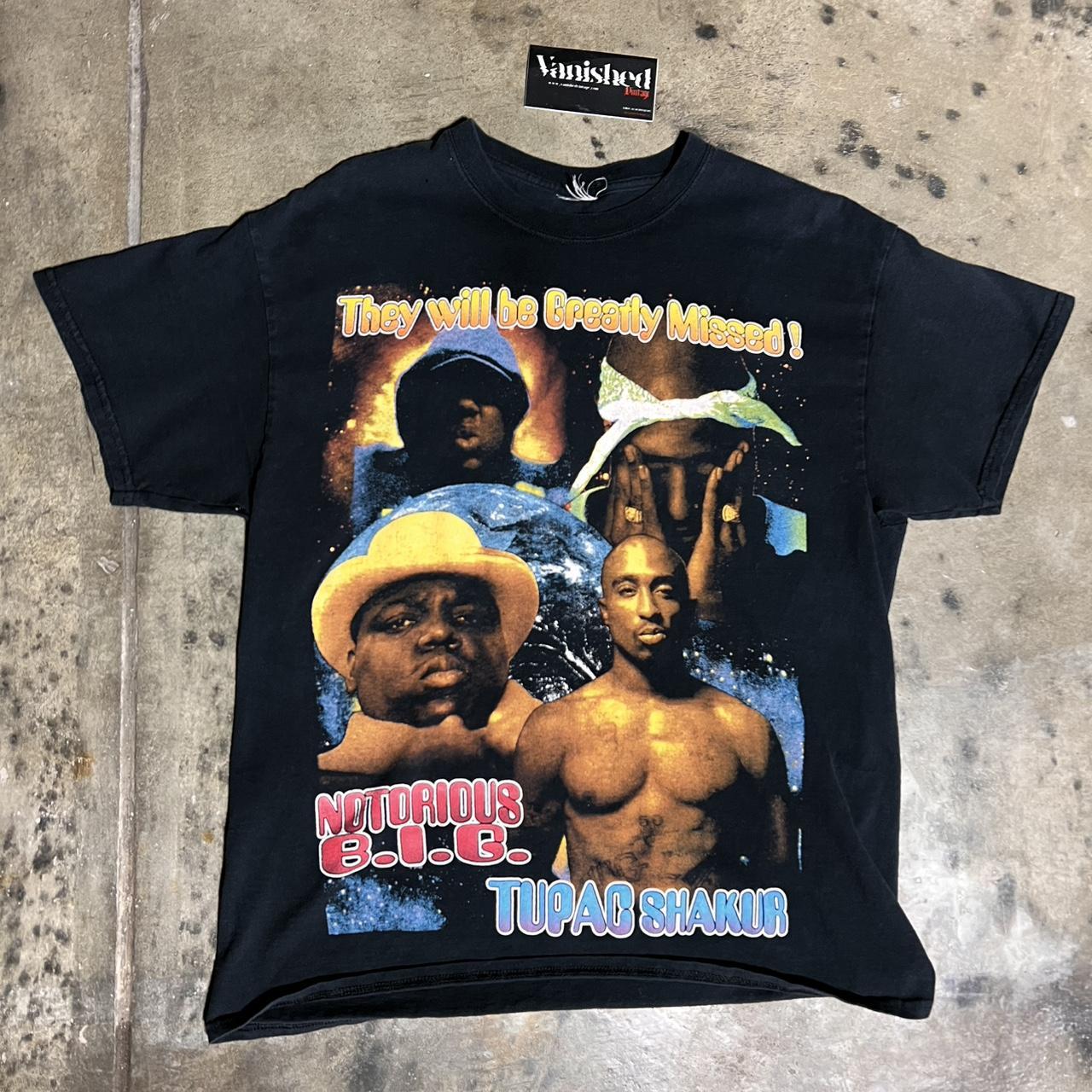 Tupac Biggie Memorial boot tee Ripped tag fits like... | Depop