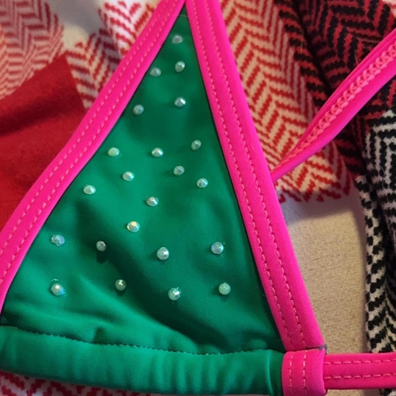 Pink and green 2 piece micro bikini Dancewear / rave... - Depop