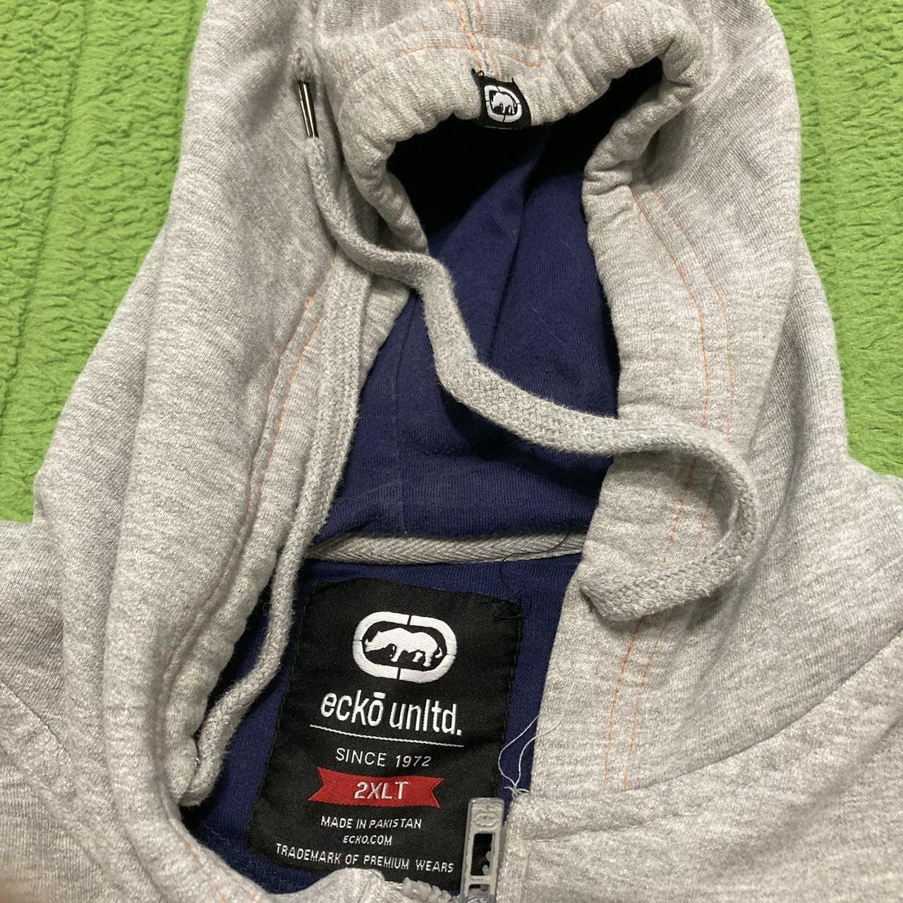 Cyber Y2k grey Ecko unltd zip-up Hoodie Size... - Depop