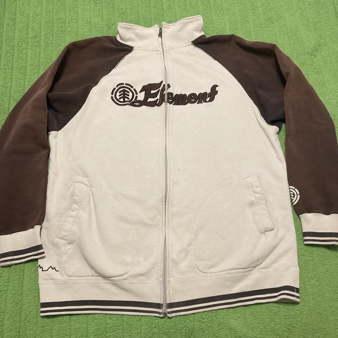 Sick Y2k element earth toned zip up pullover... - Depop