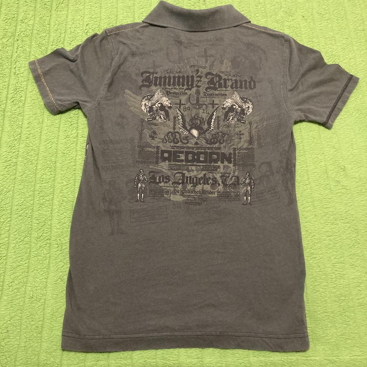 Cyber Y2k Jimmy brand winged short sleeve button up... - Depop