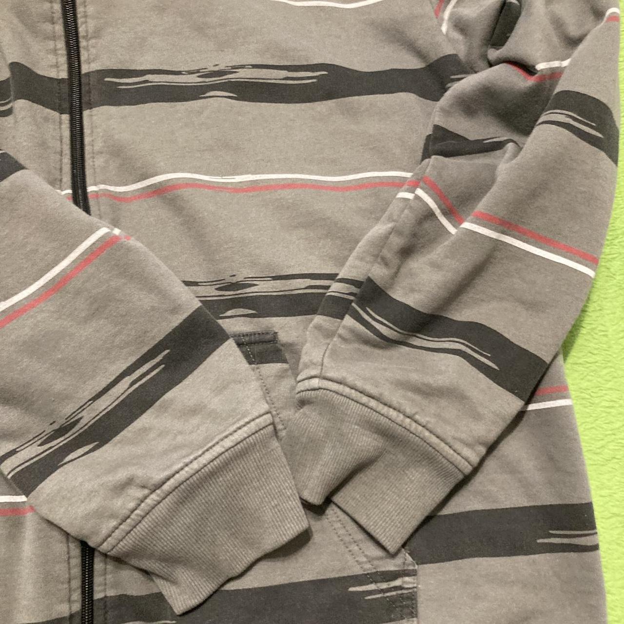 Cyber Y2k grey Hybrid fur lining striped zip up... - Depop