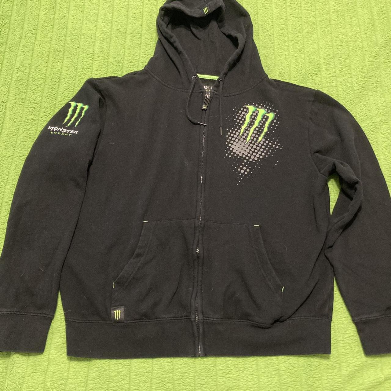 Cyber Y2k Monster energy drink zip up hoodie -size... - Depop