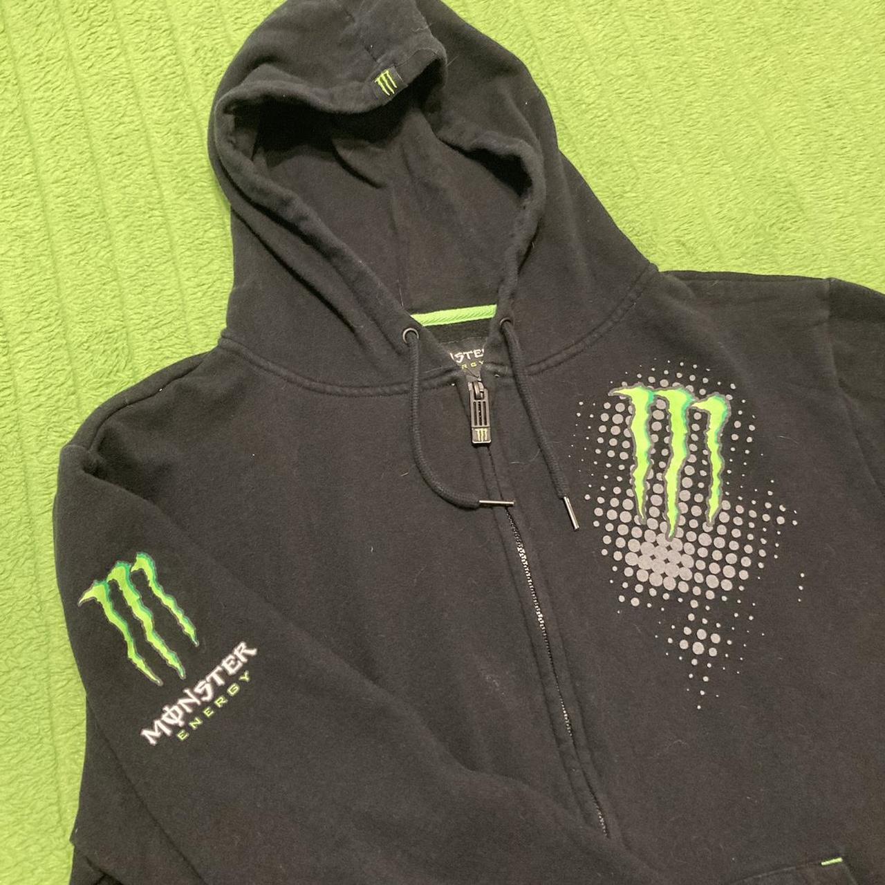 Cyber Y2k Monster energy drink zip up hoodie -size... - Depop