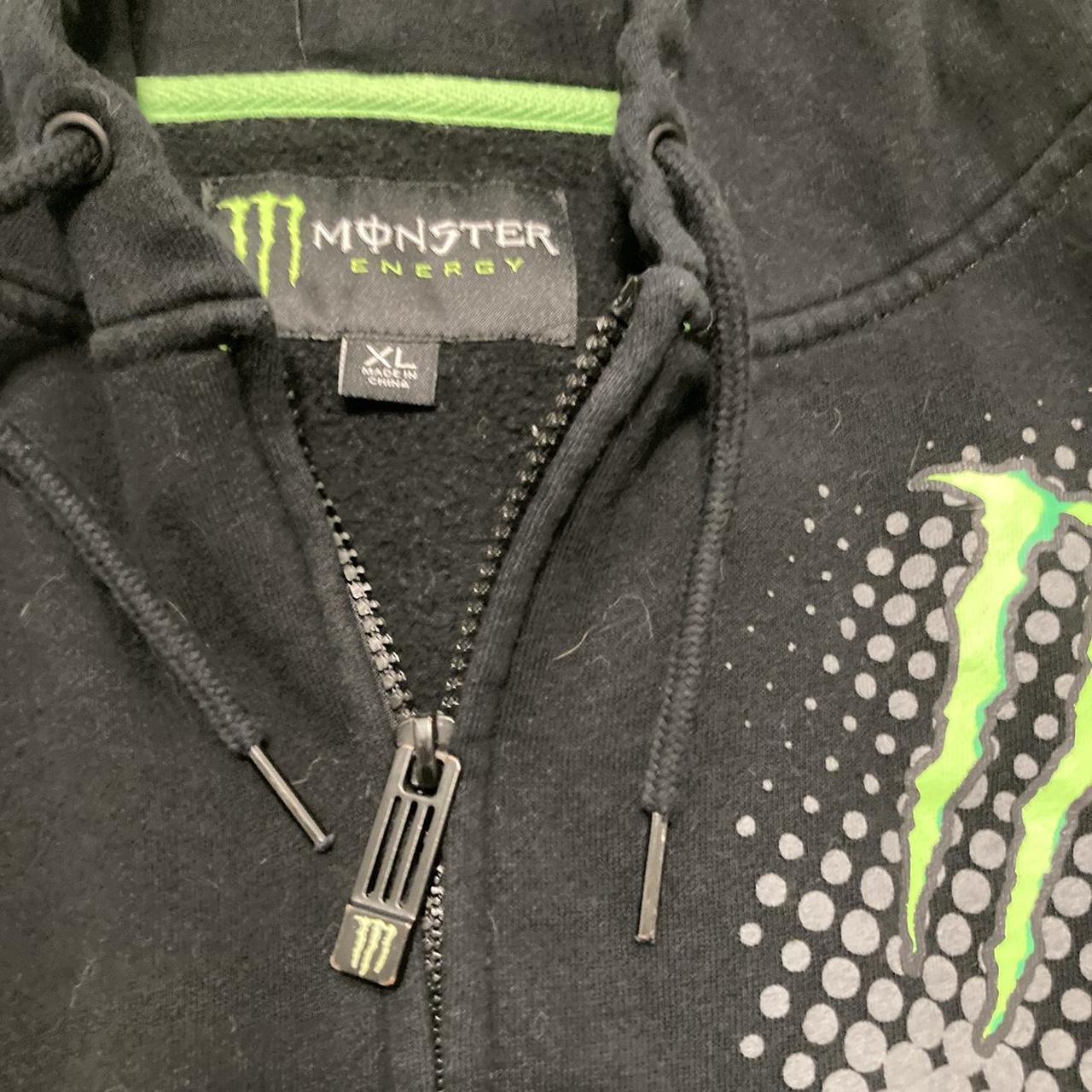 Cyber Y2k Monster energy drink zip up hoodie -size... - Depop