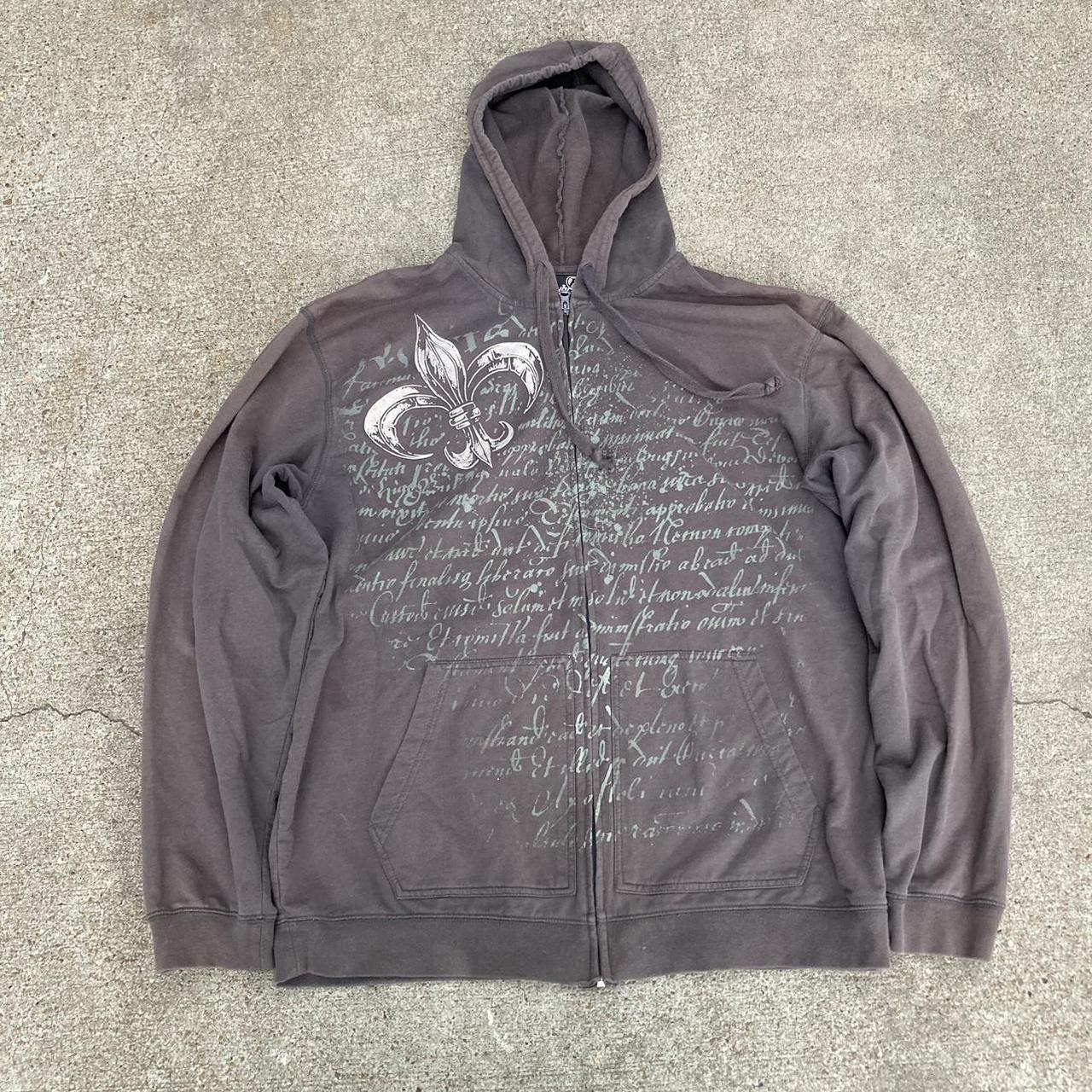 Y2k hybrid cross winged zip up hoodie Fits xl 24”... - Depop