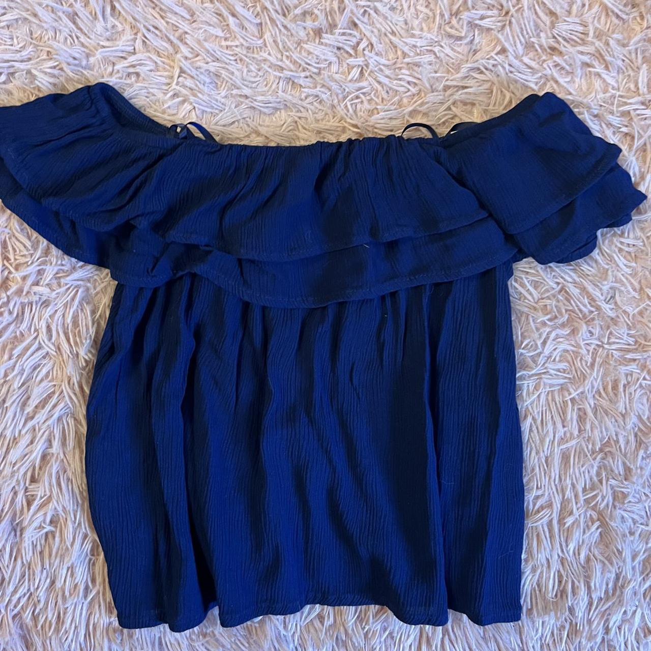 Off the shoulder navy blue flowy top - perfect for... - Depop