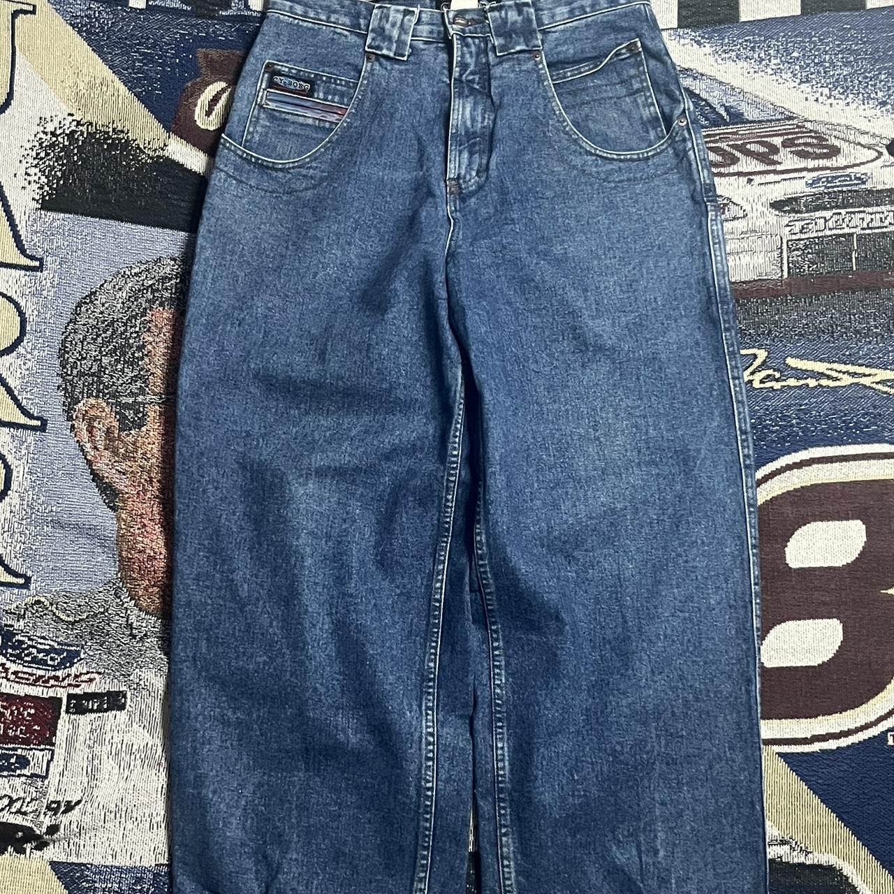 Vintage 90s baggy cyborg jeans with huge pockets... - Depop