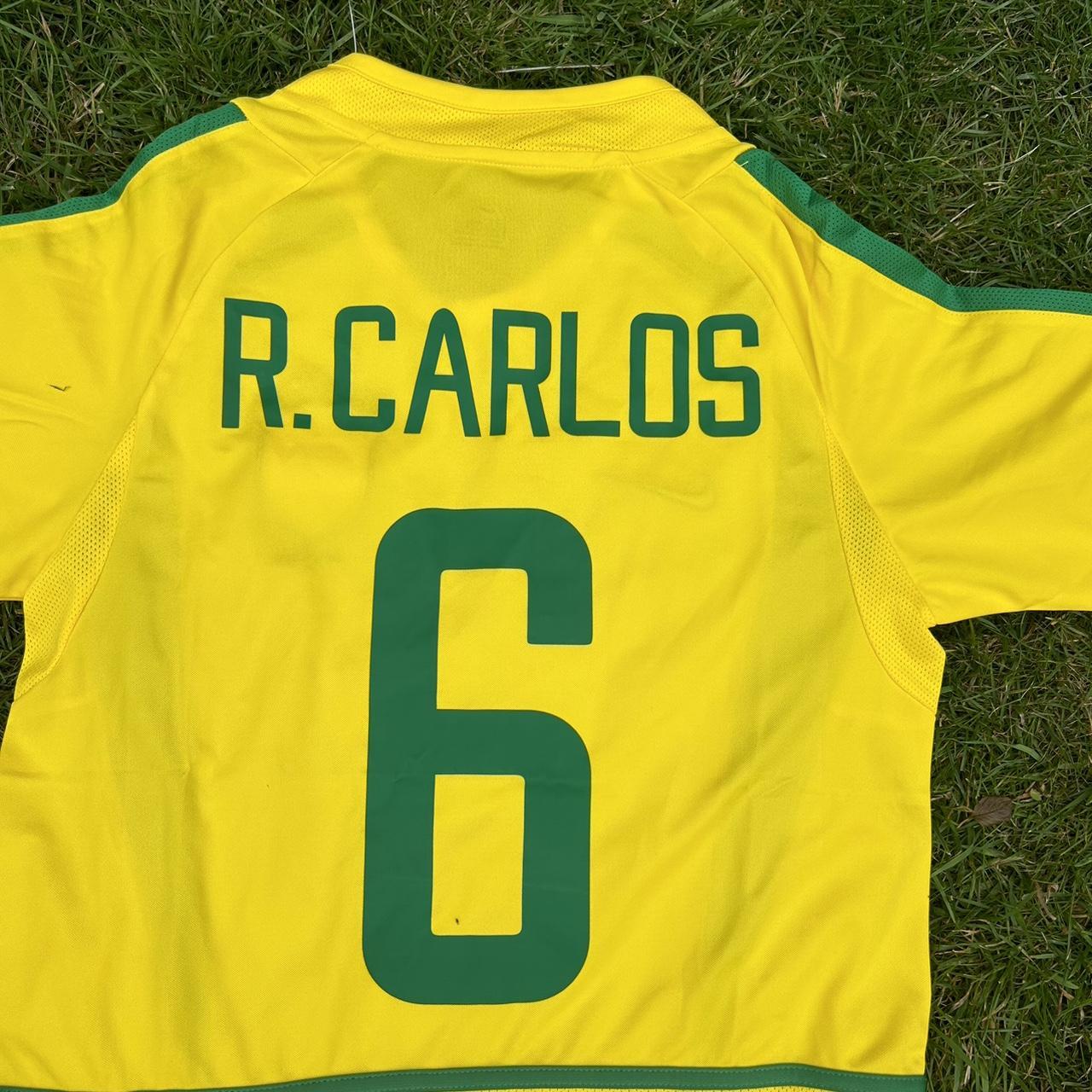 Brazil 2002 R.Carlos/6 Home kit Size -Small fits... - Depop