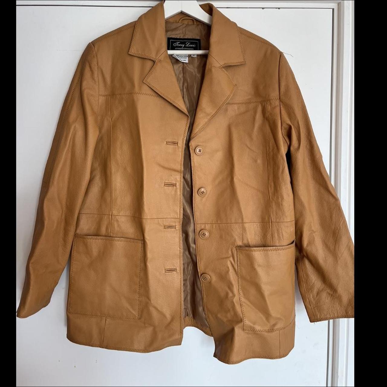 GENUINE LEATHER COAT Tan leather coat. Size S but... - Depop