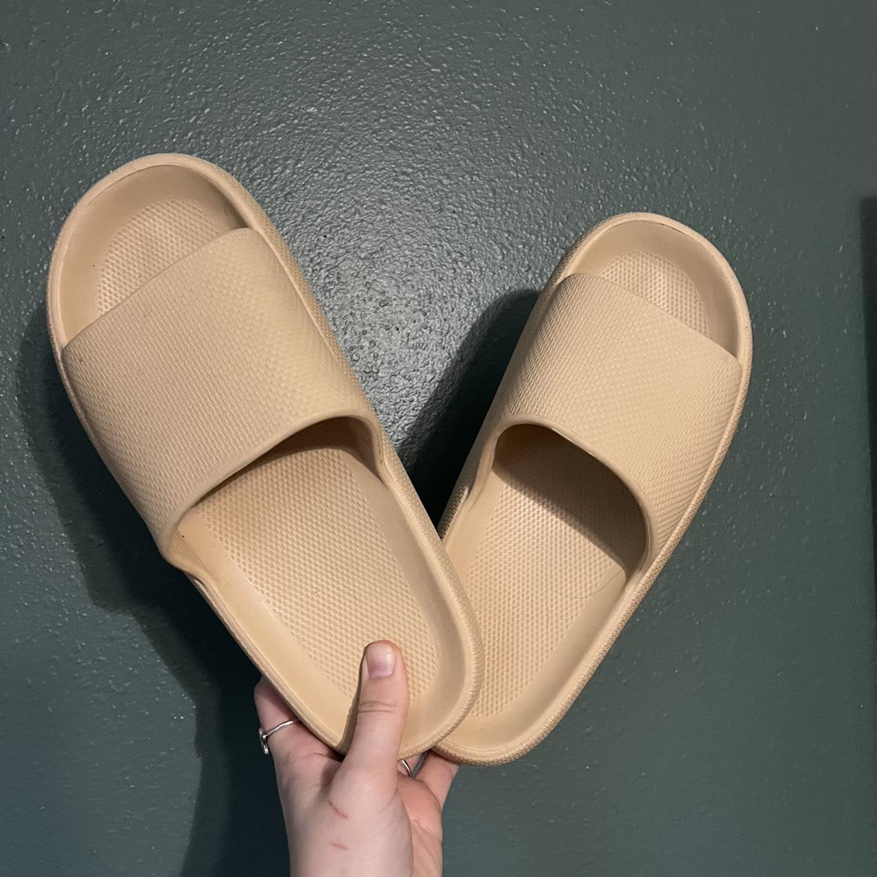 Beige slides Only worn 2-3 times around my house :) - Depop