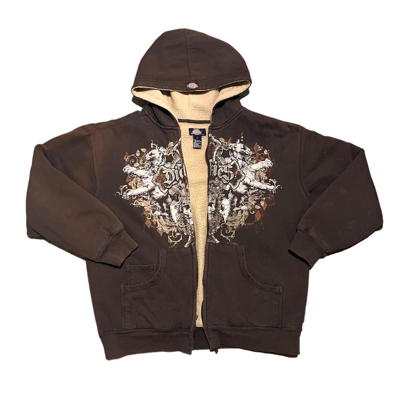 Vintage Brown Dickies Graphic Zip Up Tagged Size Depop