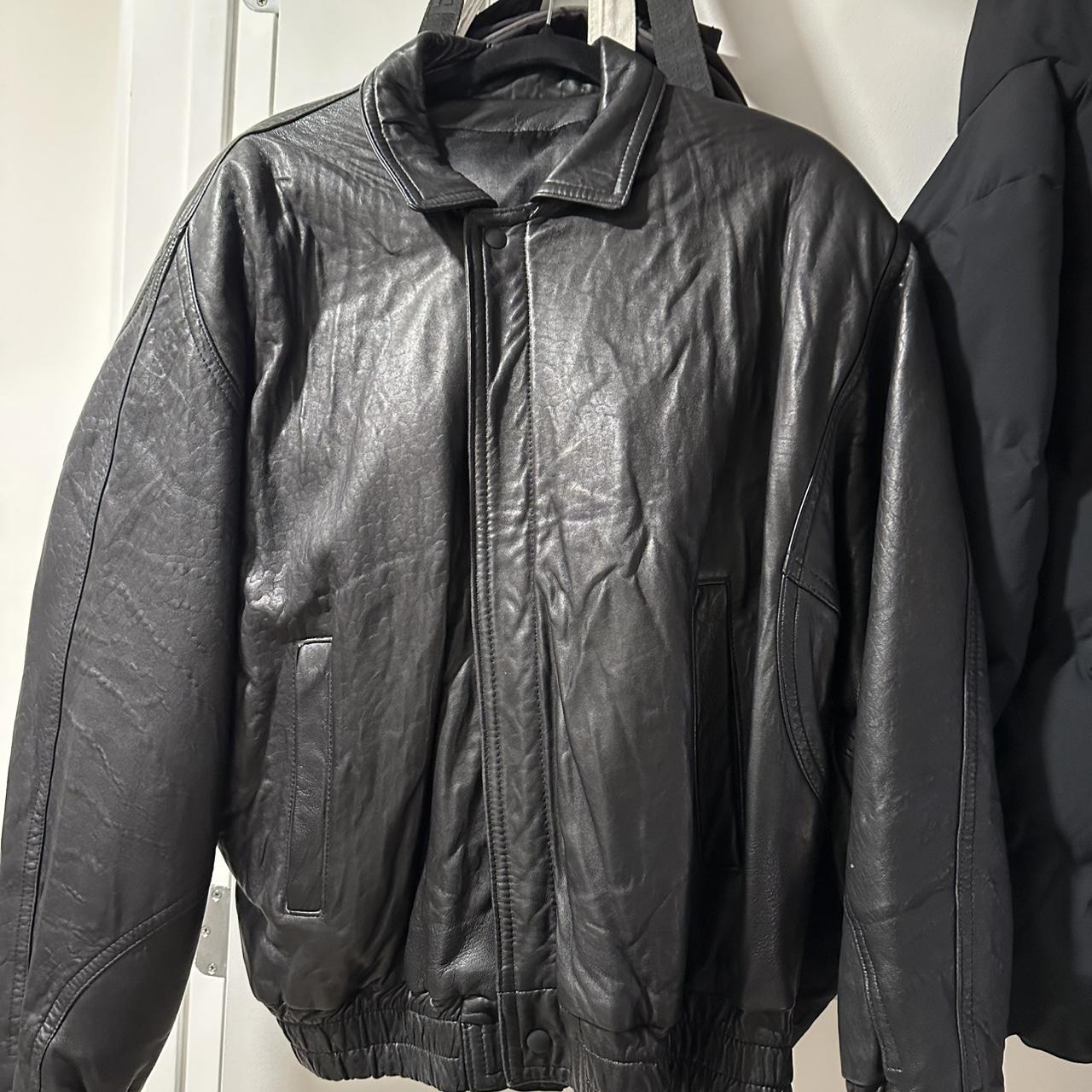 Vintage Danier Black leather bomber jacket. Medium... | Depop