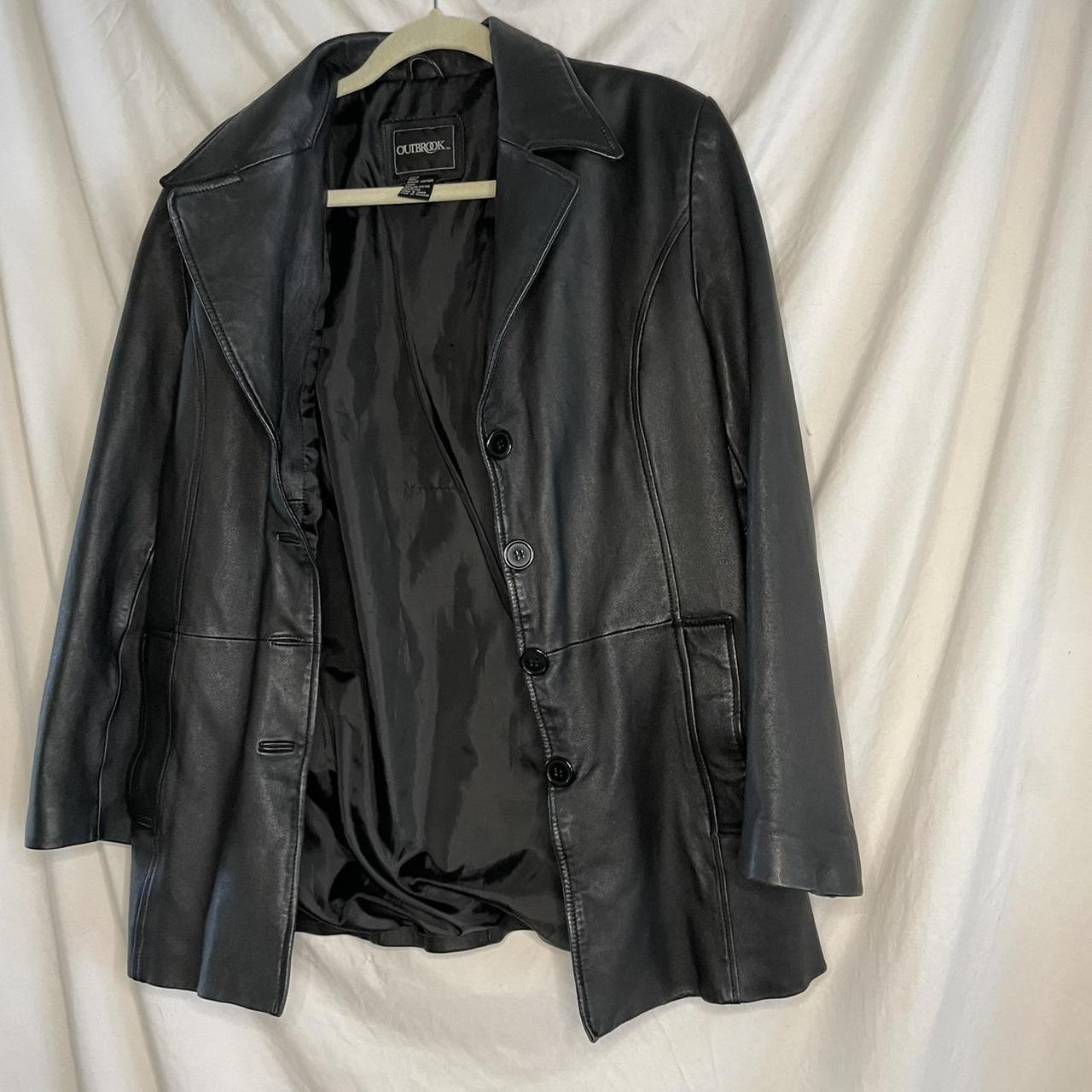 Outbrook simple black genuine leather jacket... - Depop