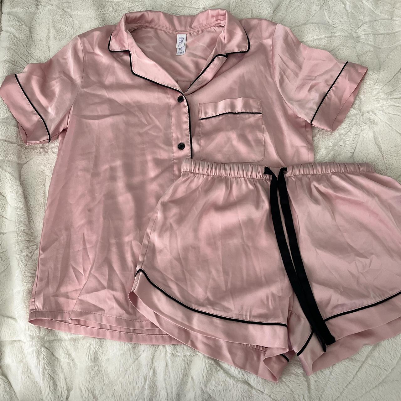 Pink Silk Pajama Set - Depop