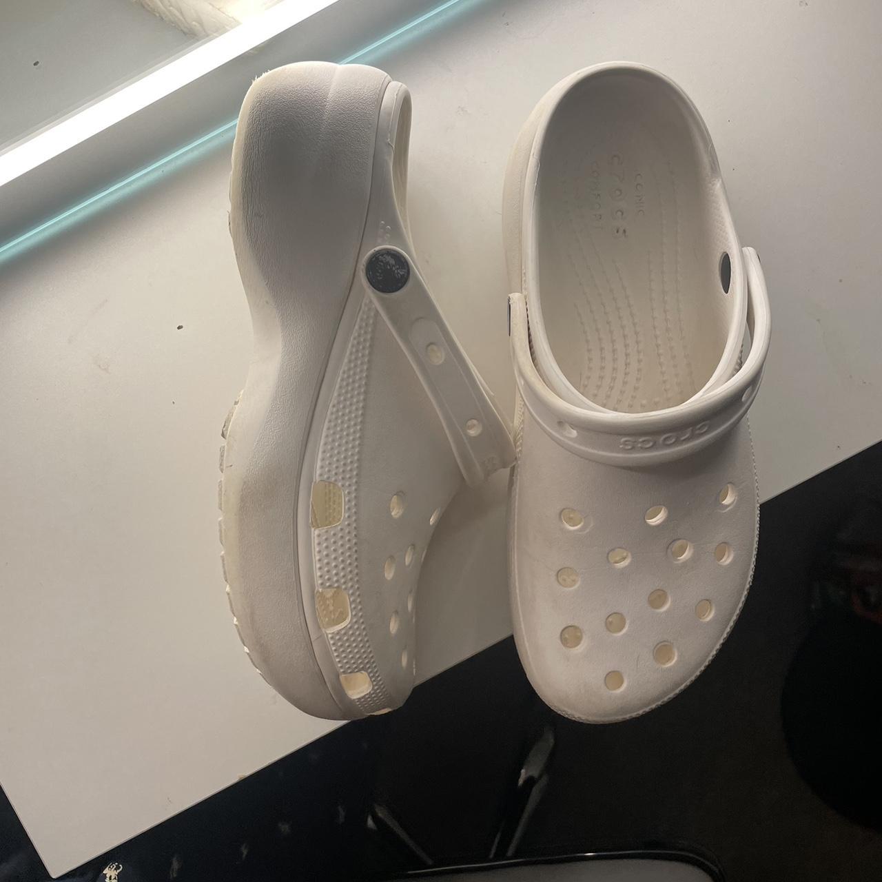 white womens platform crocs size:9 retail:$60 - Depop