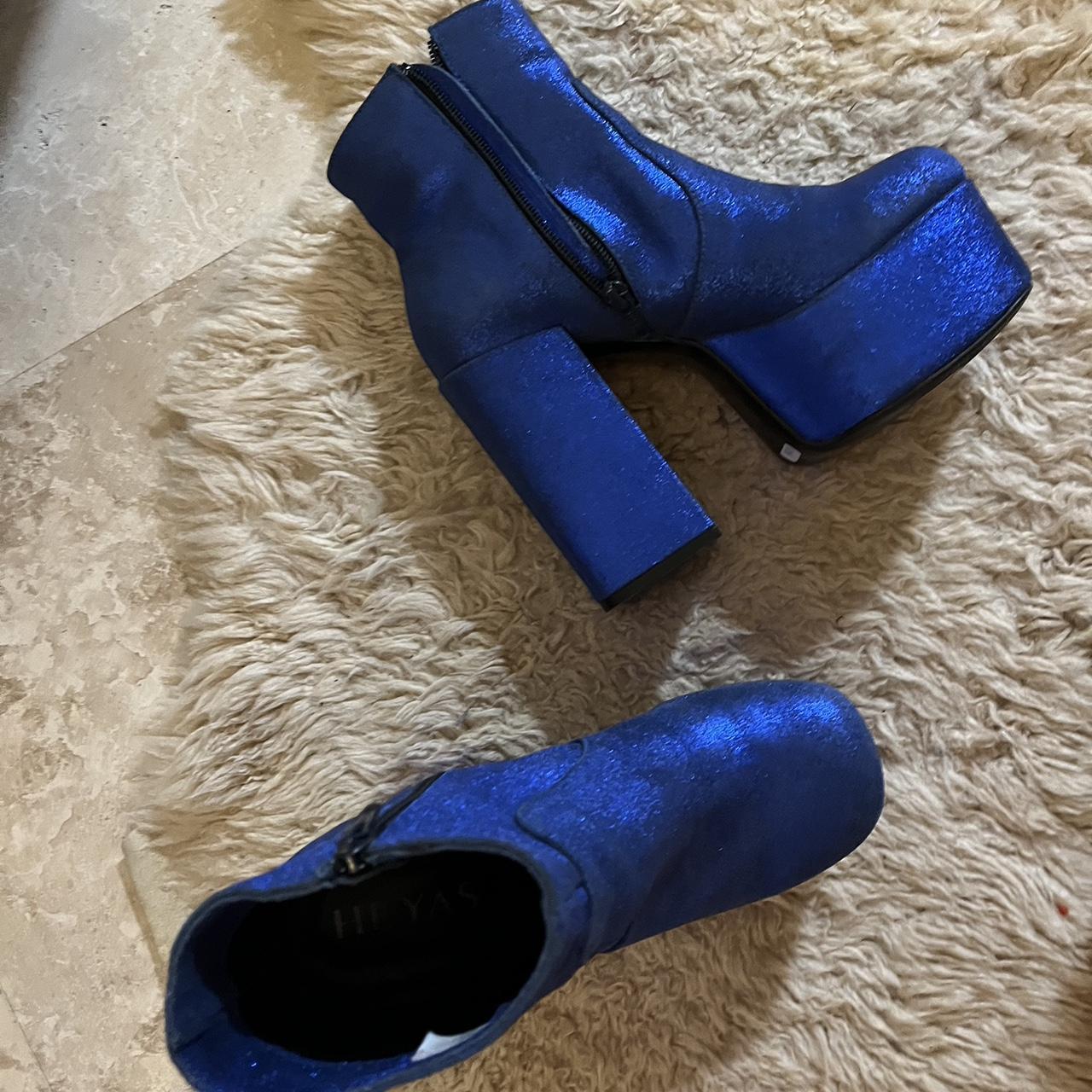 Metallic Blue Platform Boots Size 37 leather!... - Depop