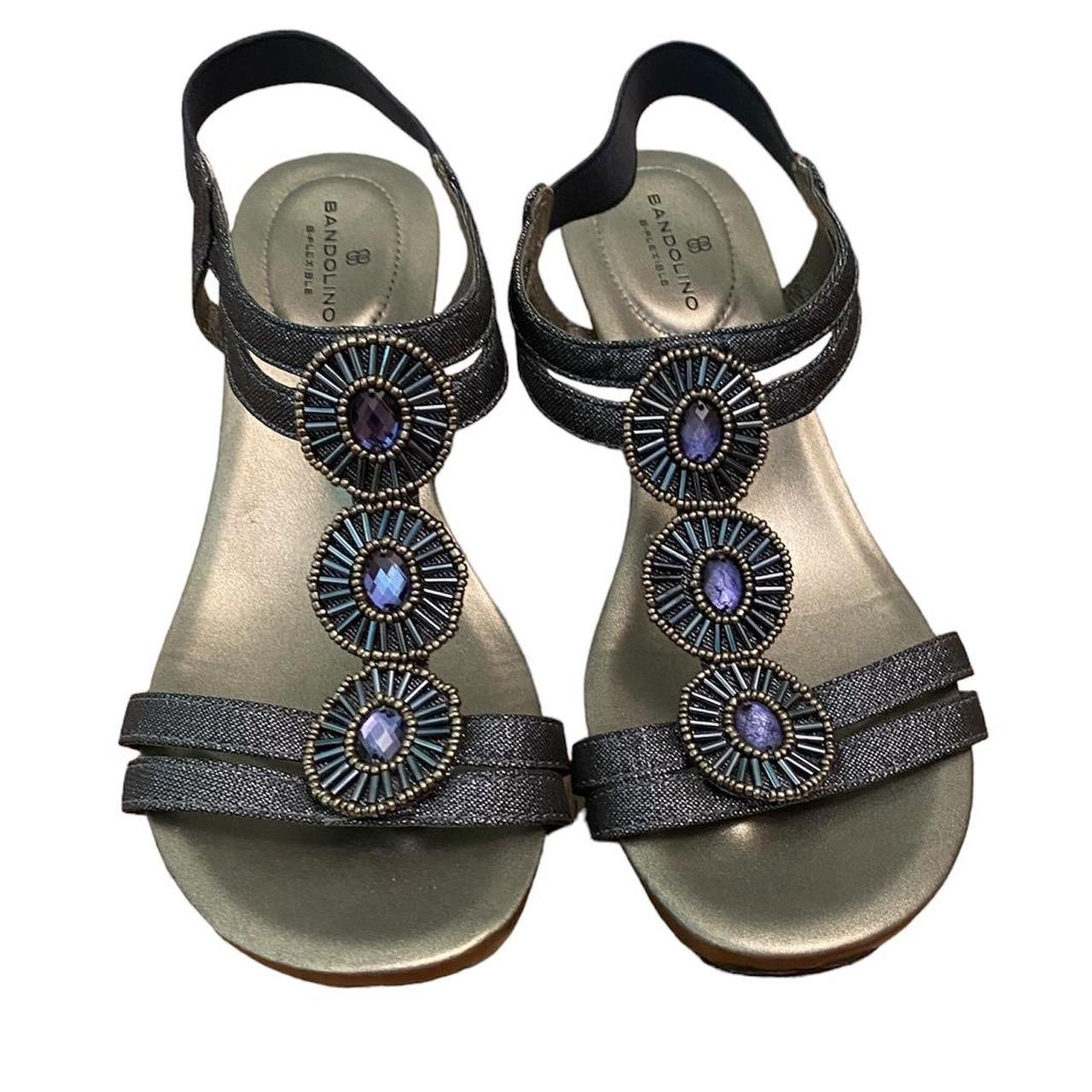 Bandolino bando black and silver sandals with... | Depop