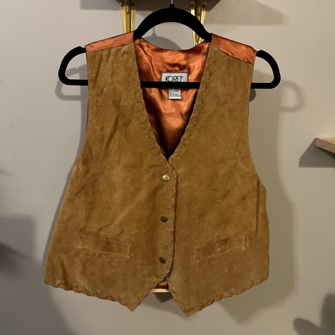 Vintage Koret leather vest Size large, leather... - Depop