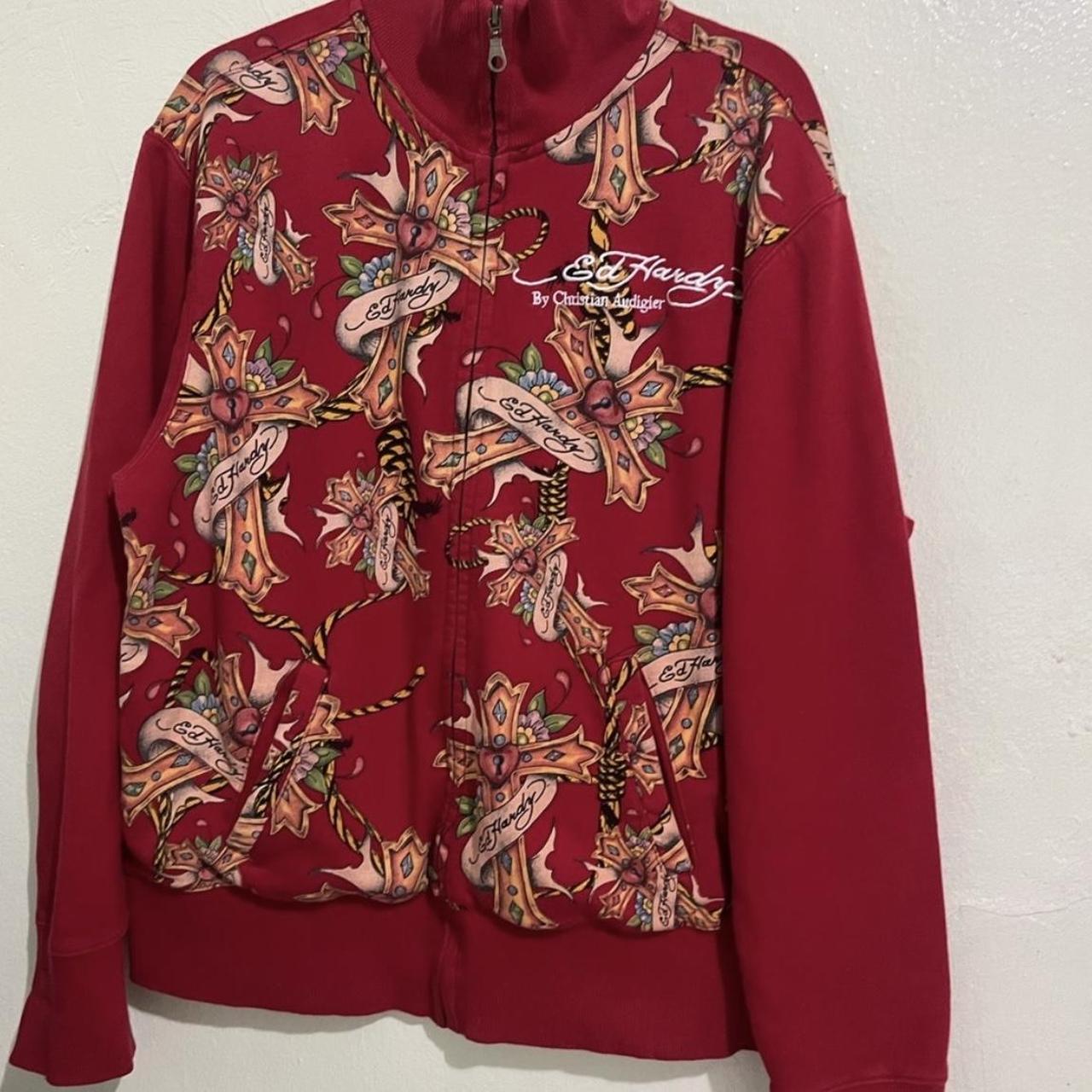 Ed Hardy Red Zip Up Jacket, Stylish red jacket with... - Depop