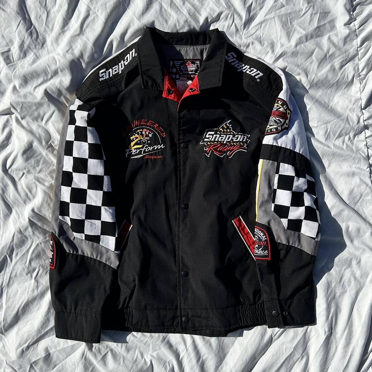 Size L men’s Snap on Racing Jacket mark on the... - Depop