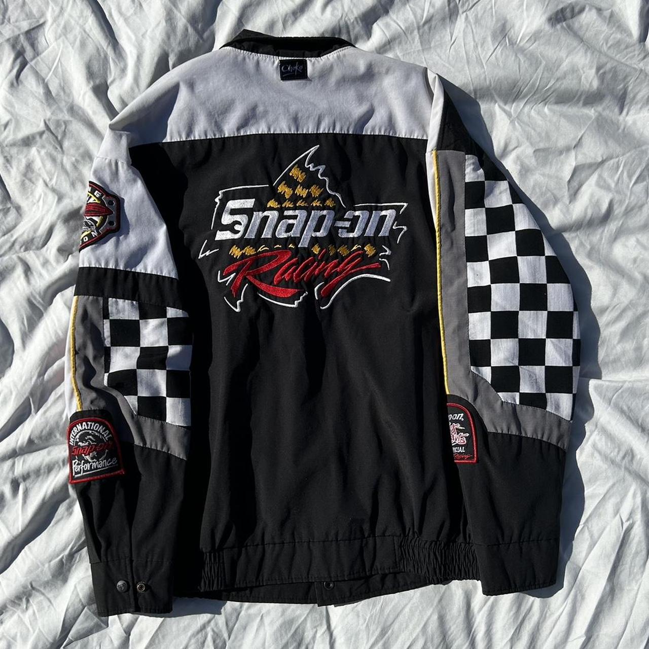 Size L men’s Snap on Racing Jacket mark on the... - Depop