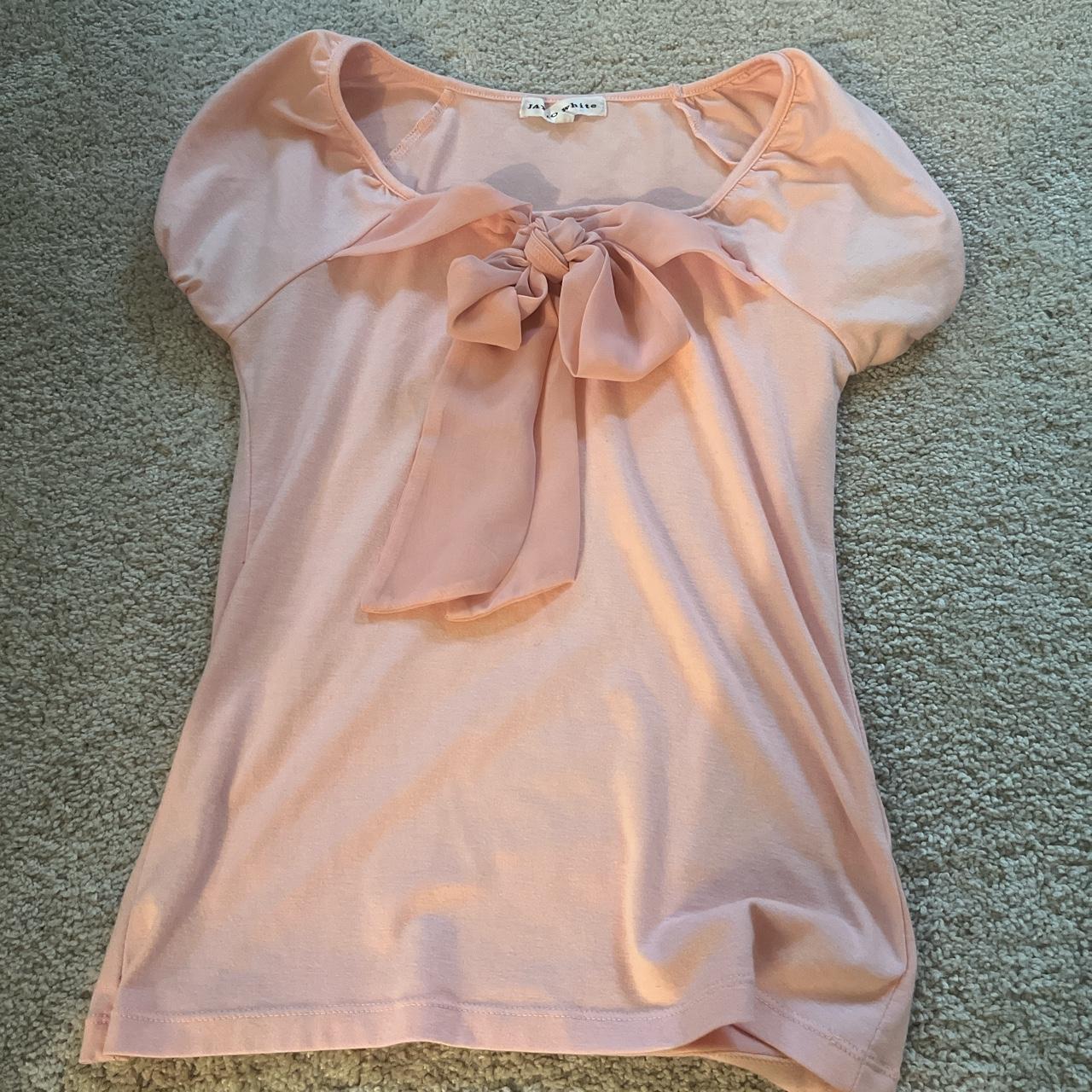 light pink babydoll top w/ bow 💋 -no flaws -never... - Depop