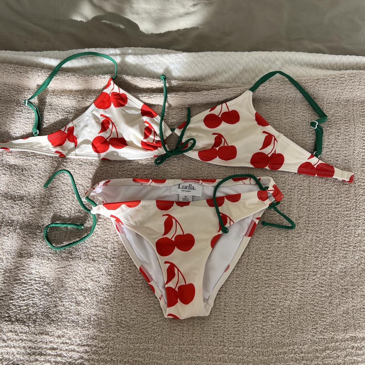 Target Women's White and Red Swimsuit-one-piece | Depop