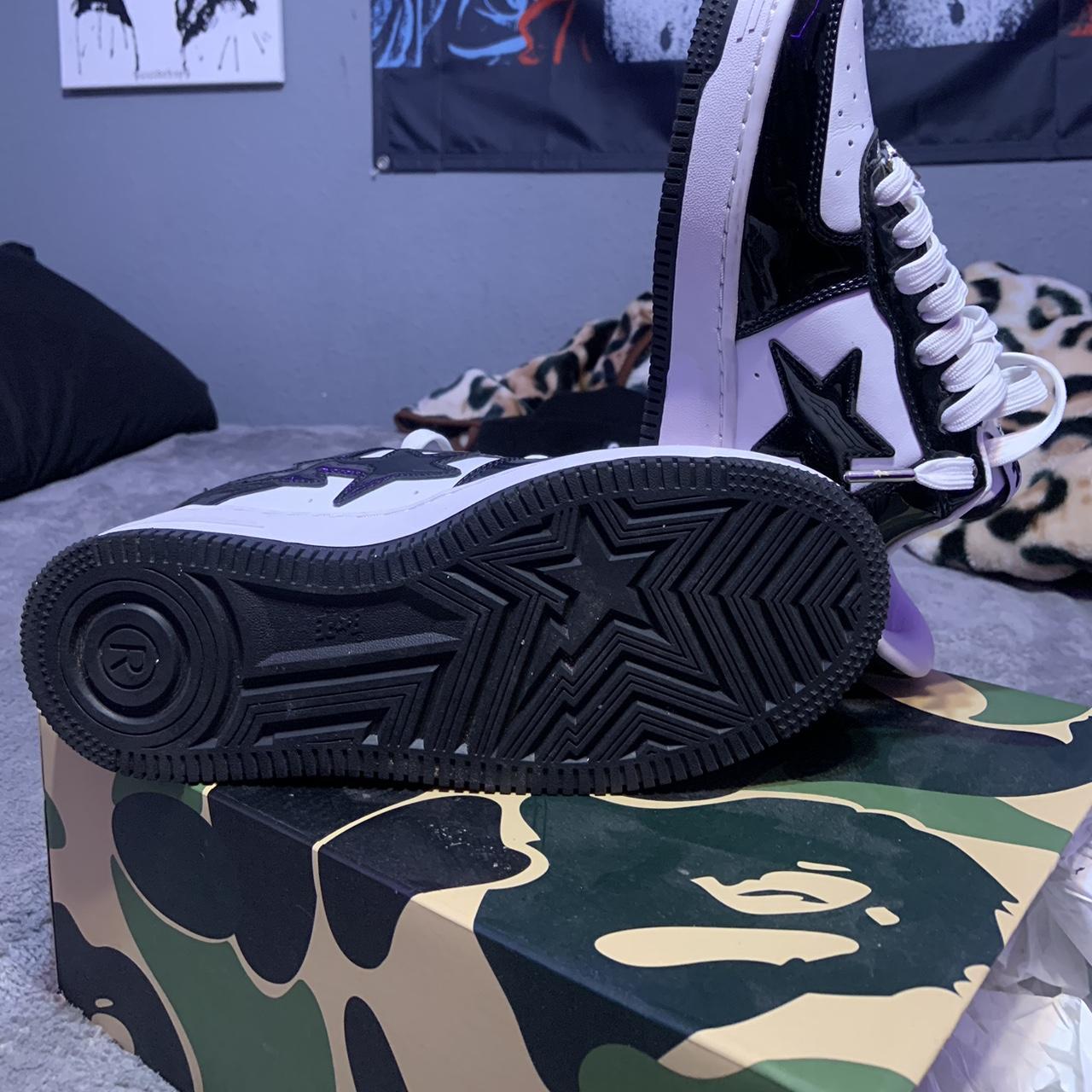 Black and White bapestas. barely worn. sick ass pair... - Depop