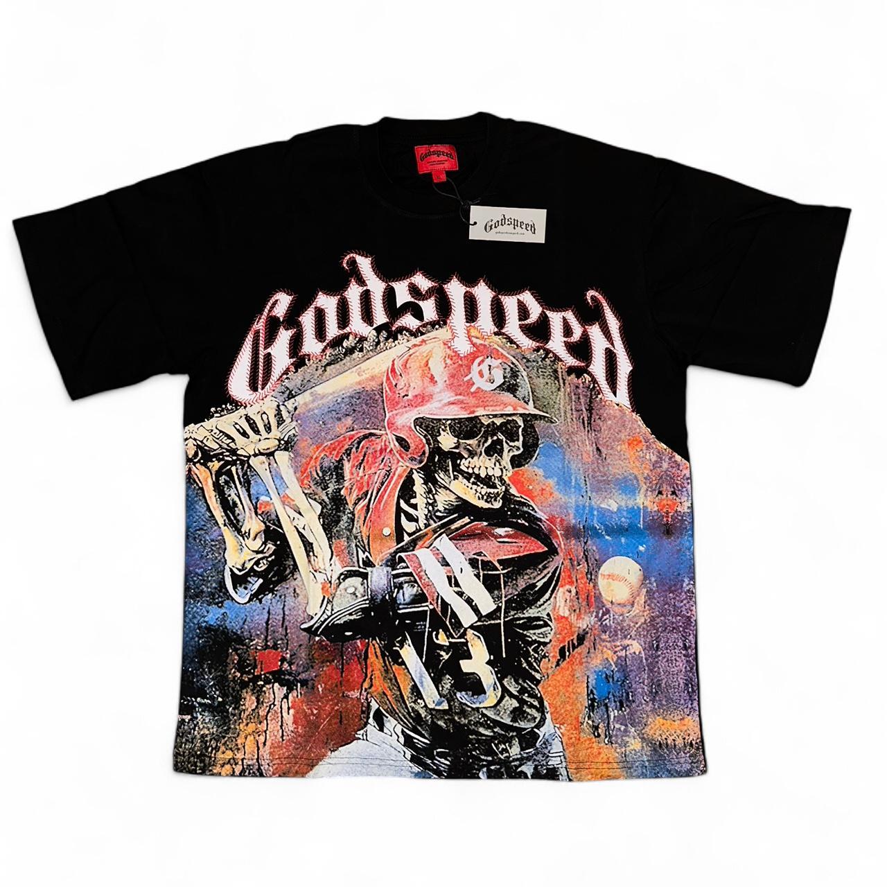 Godspeed Baseball Tee - black and red streetwear tee... | Depop