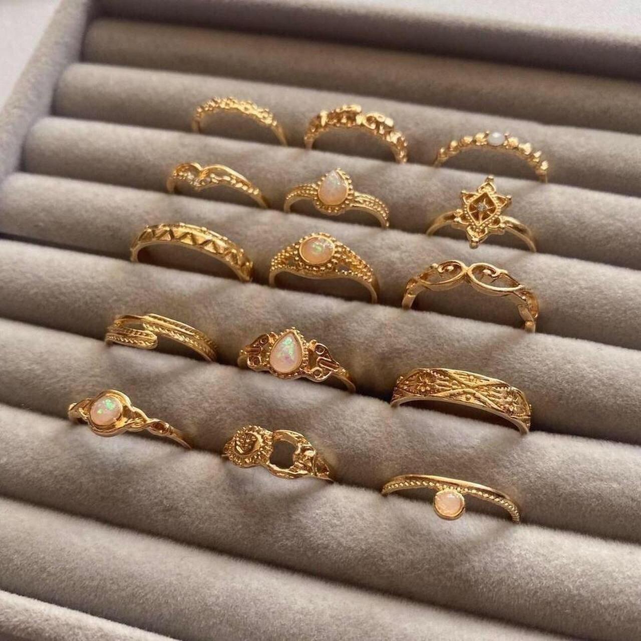 GOLD coloured Mystic Dainty Ring Set. Selling for... - Depop
