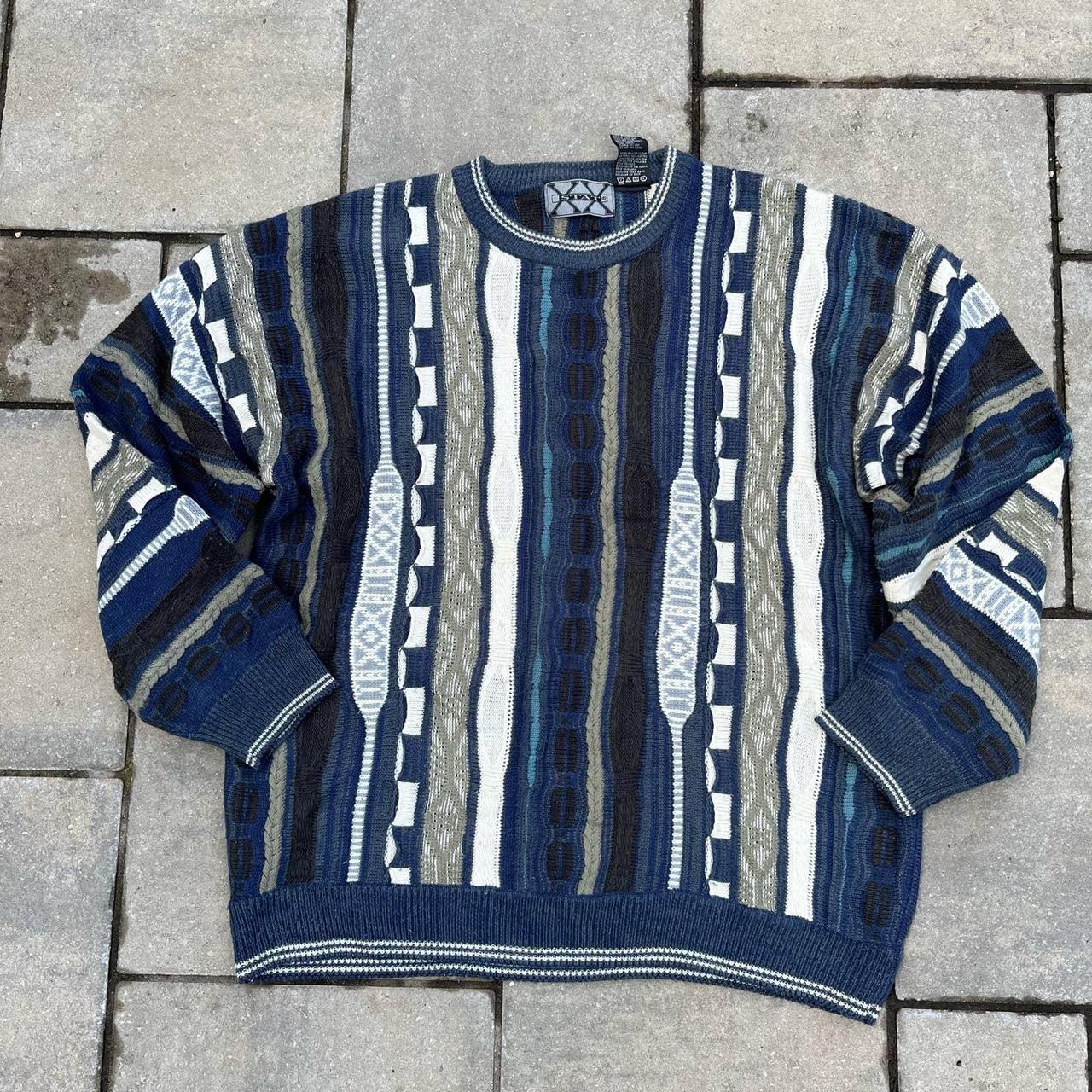 Vintage 1990s Coogi Type Blue 3D Sweater Blues and... - Depop