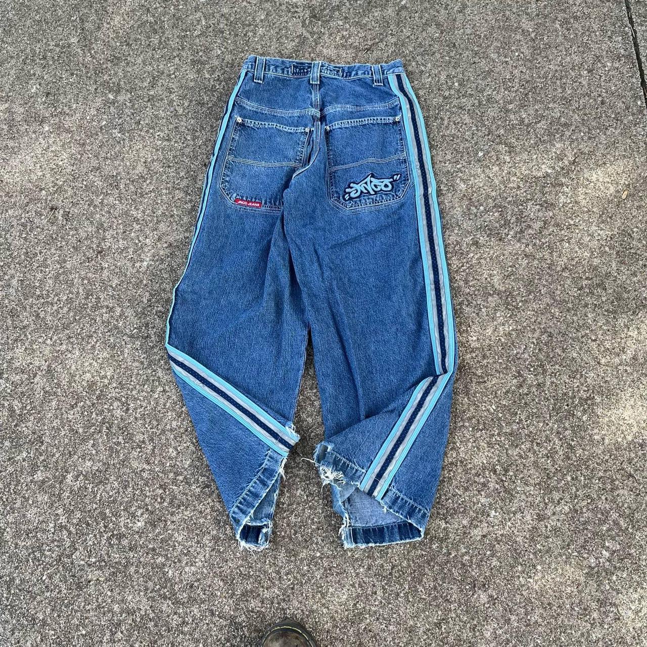 Vintage 90s Y2k Jnco Side Stripe Wide Leg Skater... - Depop