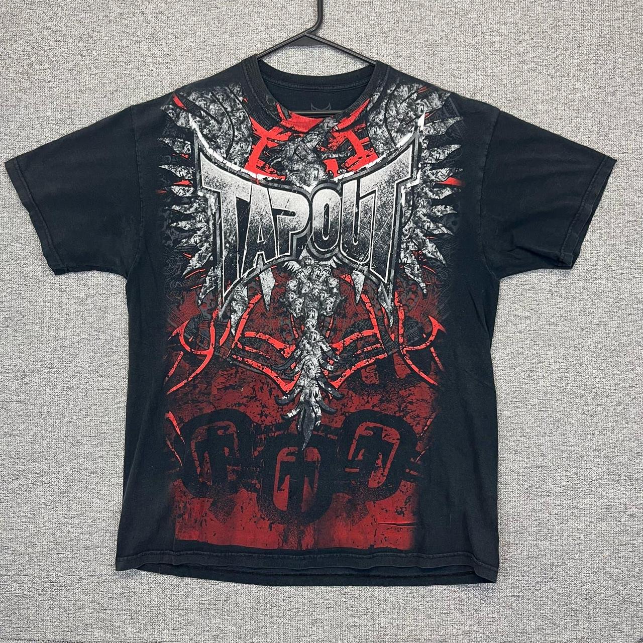 crazy y2k 2000s tapout imperial eagle metallic black... - Depop