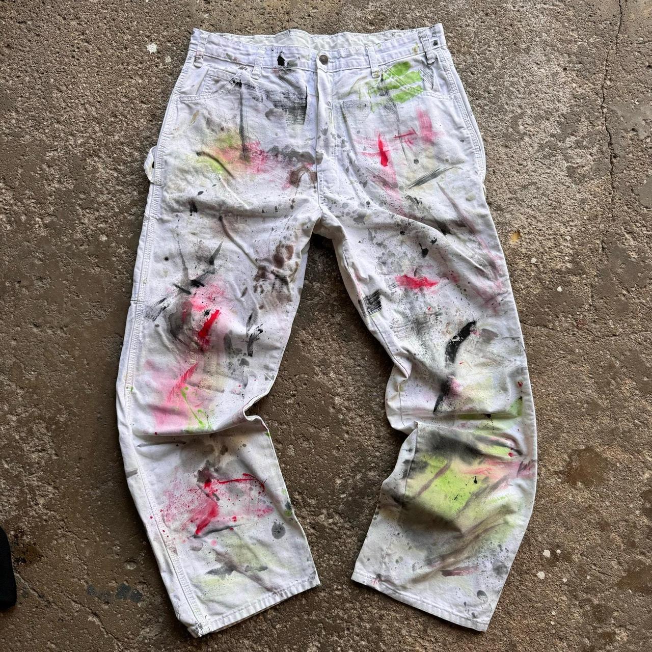 crazy white paint splatter Dickies Sherwin Williams... - Depop