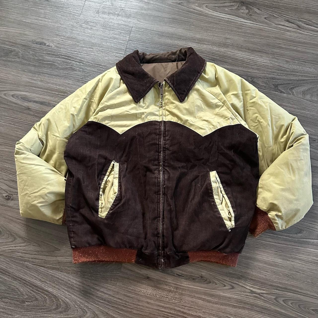 Vintage 60s 70s Yellow and Brown Reversible... - Depop