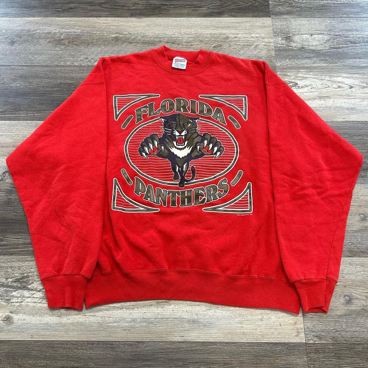 Vintage 90s NHL Florida Panthers Hanes Bright Red... - Depop