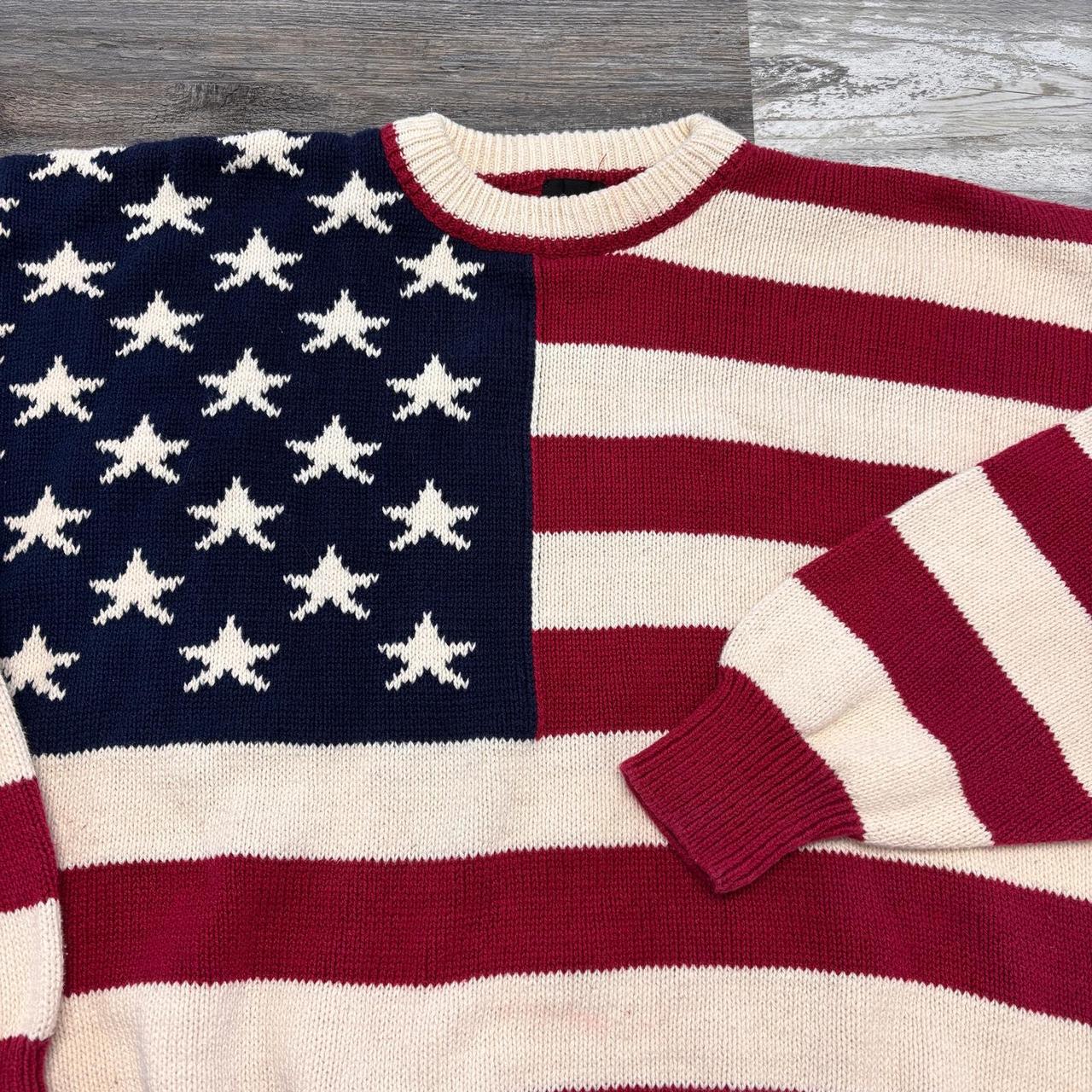 Vintage 80s Structure American Flag Red White Men L... | Depop