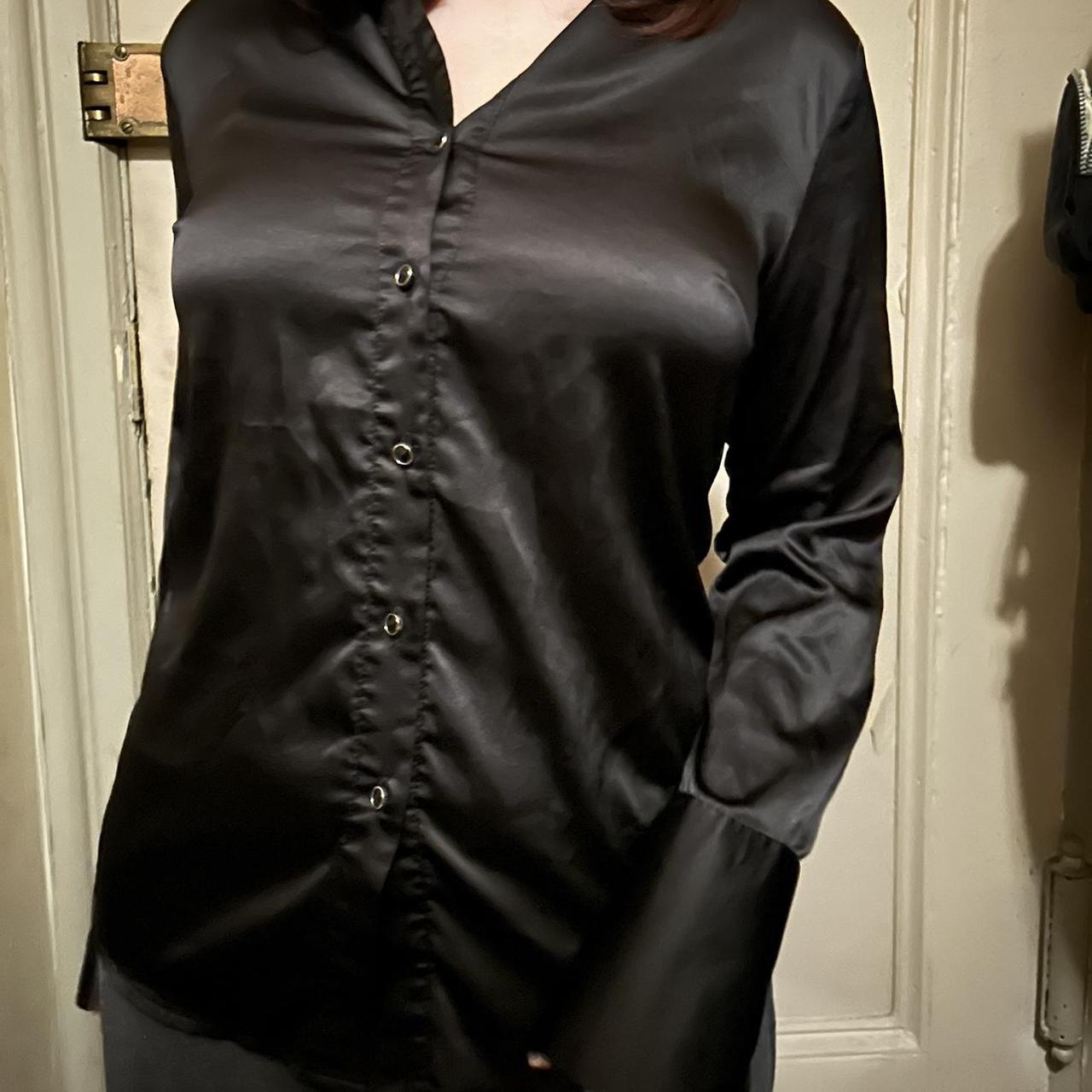 Silky black button up - Depop